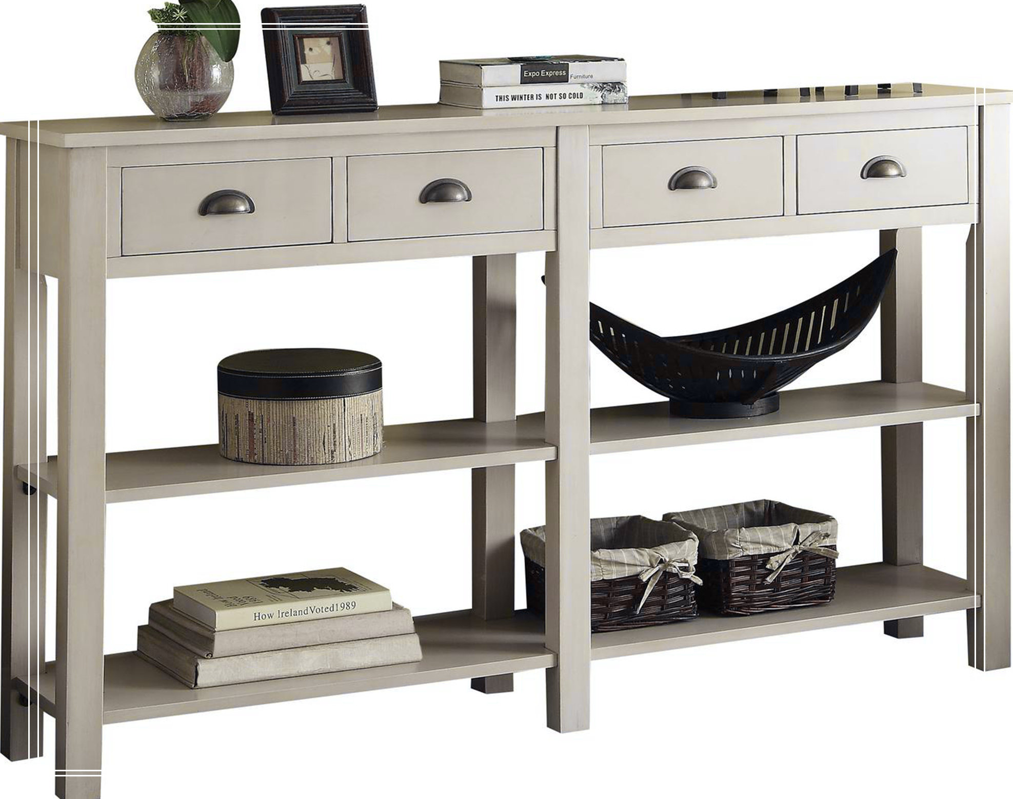 Red Barrel Studio® Console Table Storage: 4 Drw & 4 Open Compartments ...