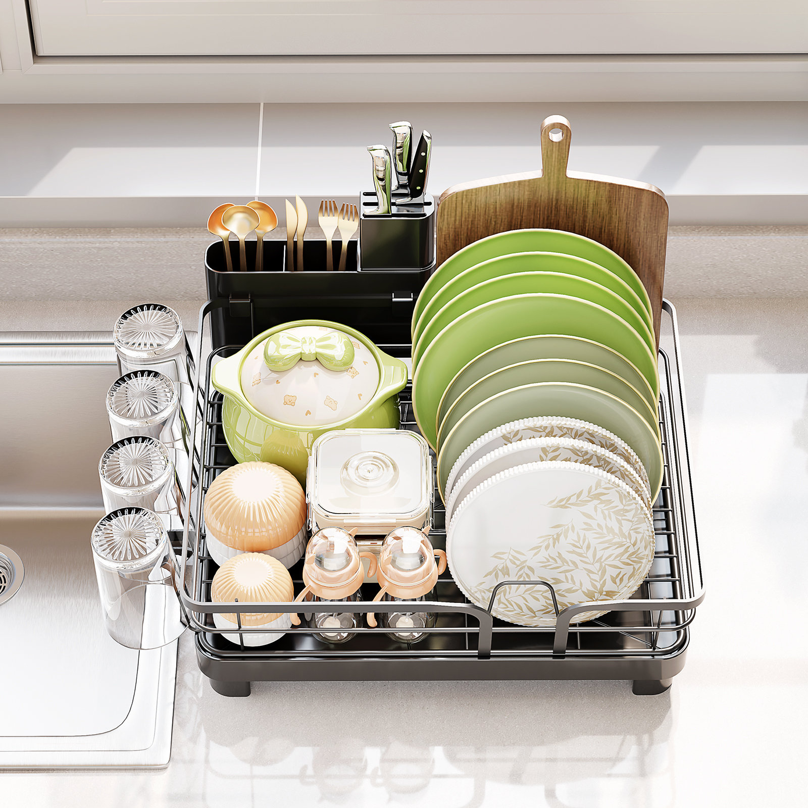 KINGRACK Dish Drying Rack for Kitchen Counter, Multifunctional Extra ...