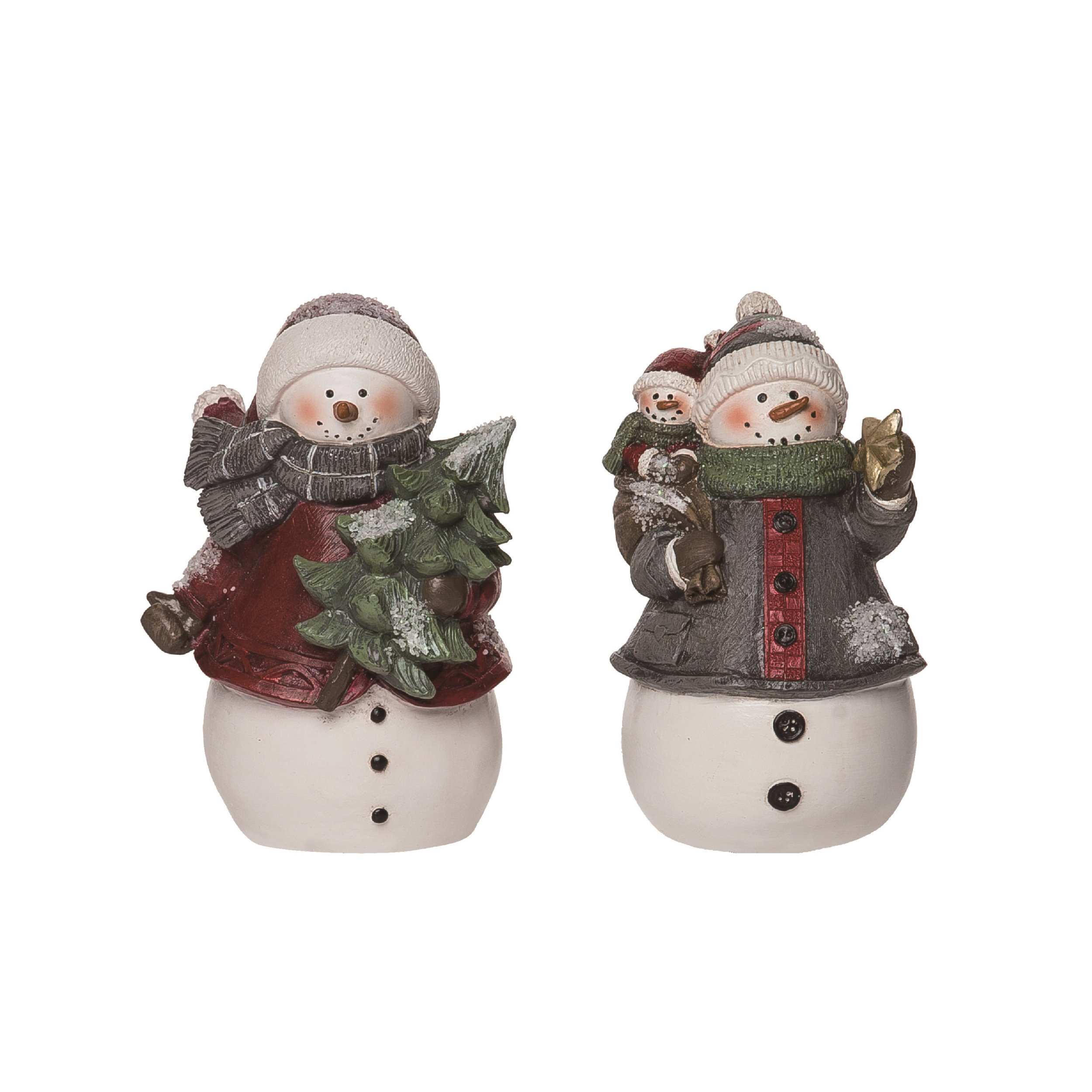 The Holiday Aisle® Small Resin Quilted Snowman Figurine Set of 2 ...