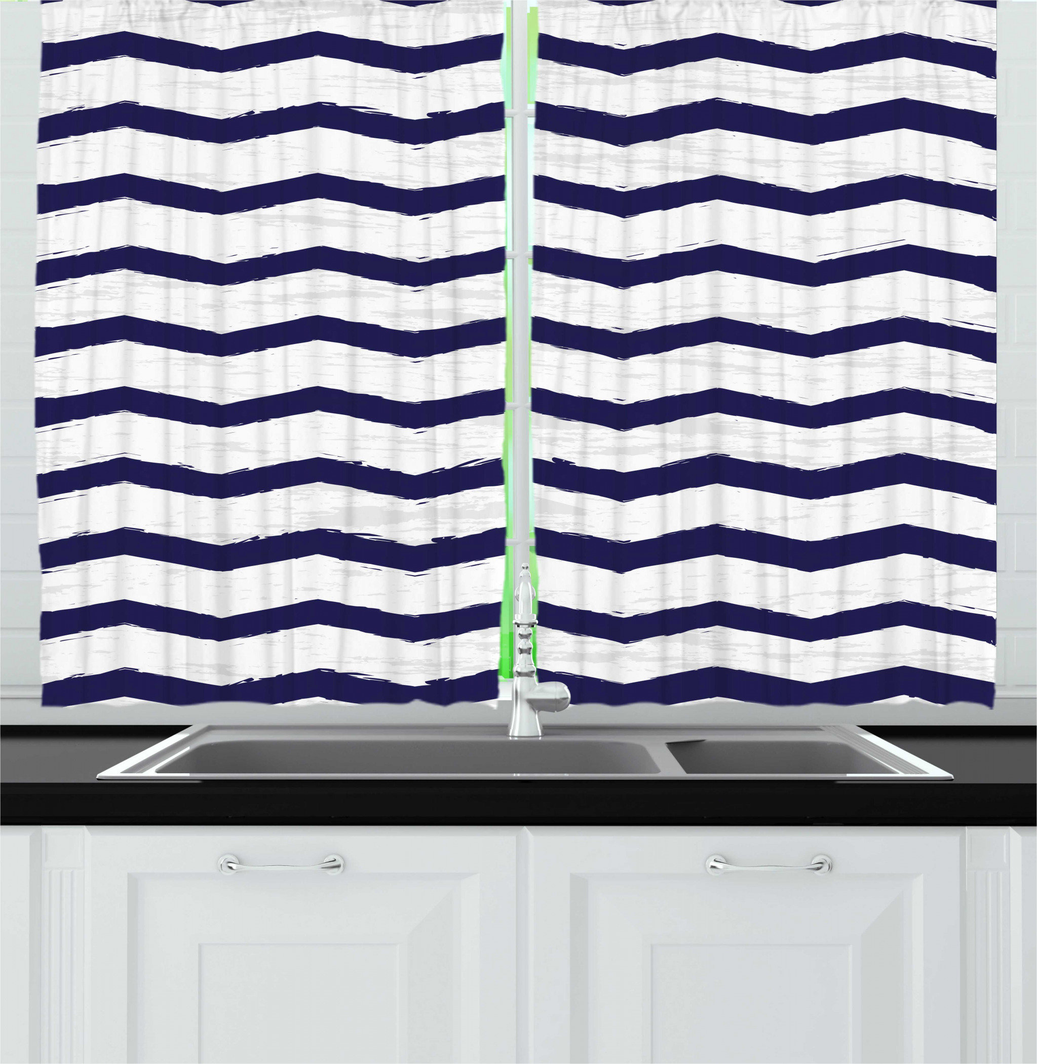 East Urban Home 2 Piece Chevron Twisty Pattern in Nautical Tones Ocean ...