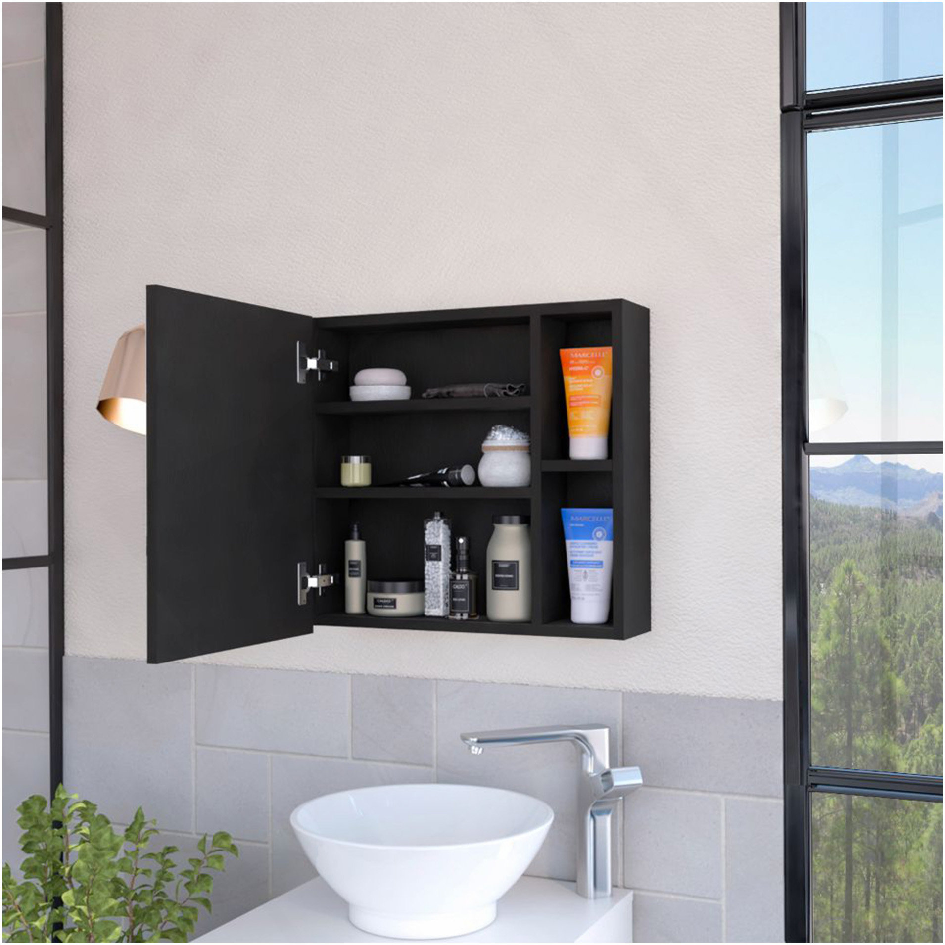 Latitude Run® Minsk Medicine Cabinet, Mirror, Two External Shelves ...