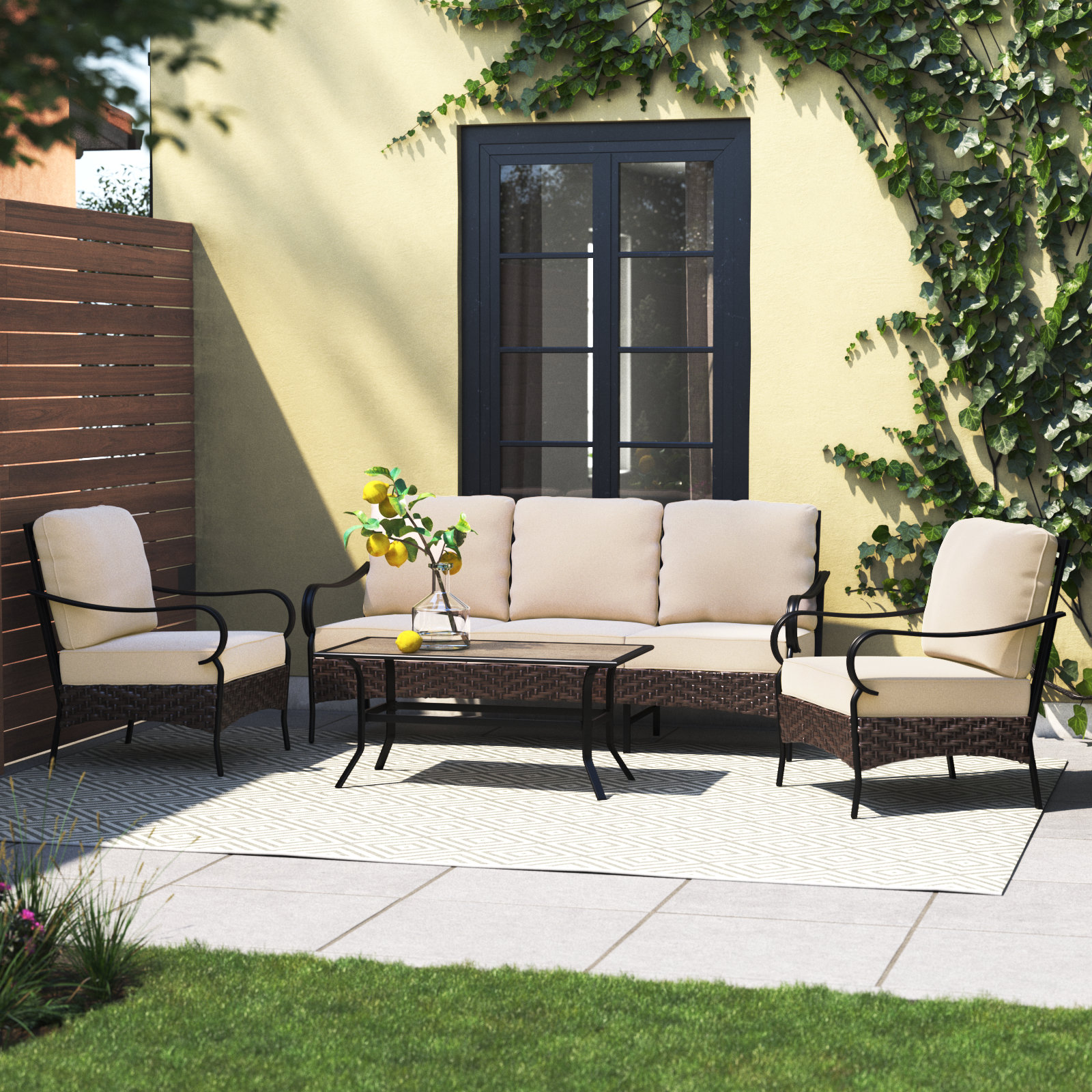 Lark Manor™ Arwand Outdoor Patio Conversation Set with Cushions ...