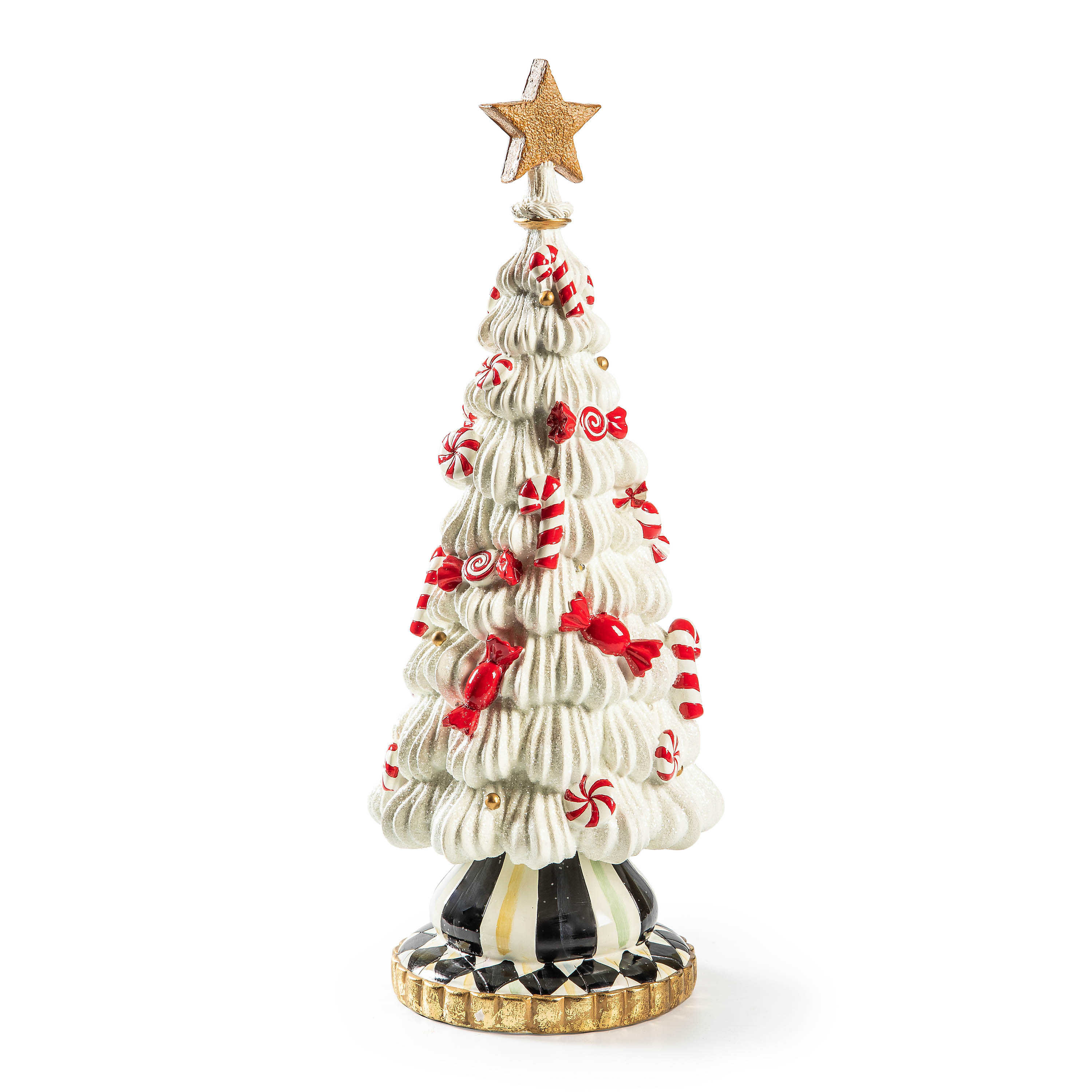 MacKenzie-Childs Peppermint Illuminated Icing Tabletop Tree | Wayfair