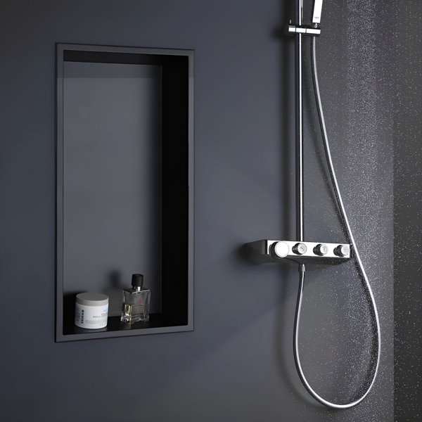 DecoMust 24,5" x 12,5" Stainless Steel Black Rectangular Recessed ...