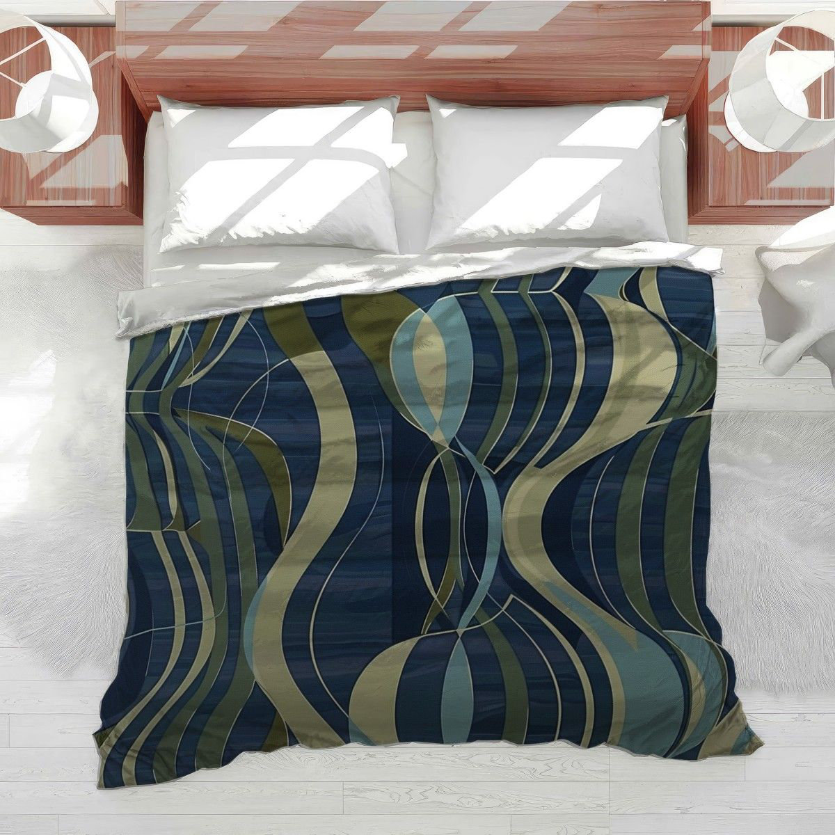 VisionDecor Geometric Waves Bedding Cool pattern Comforter Wavy | Wayfair