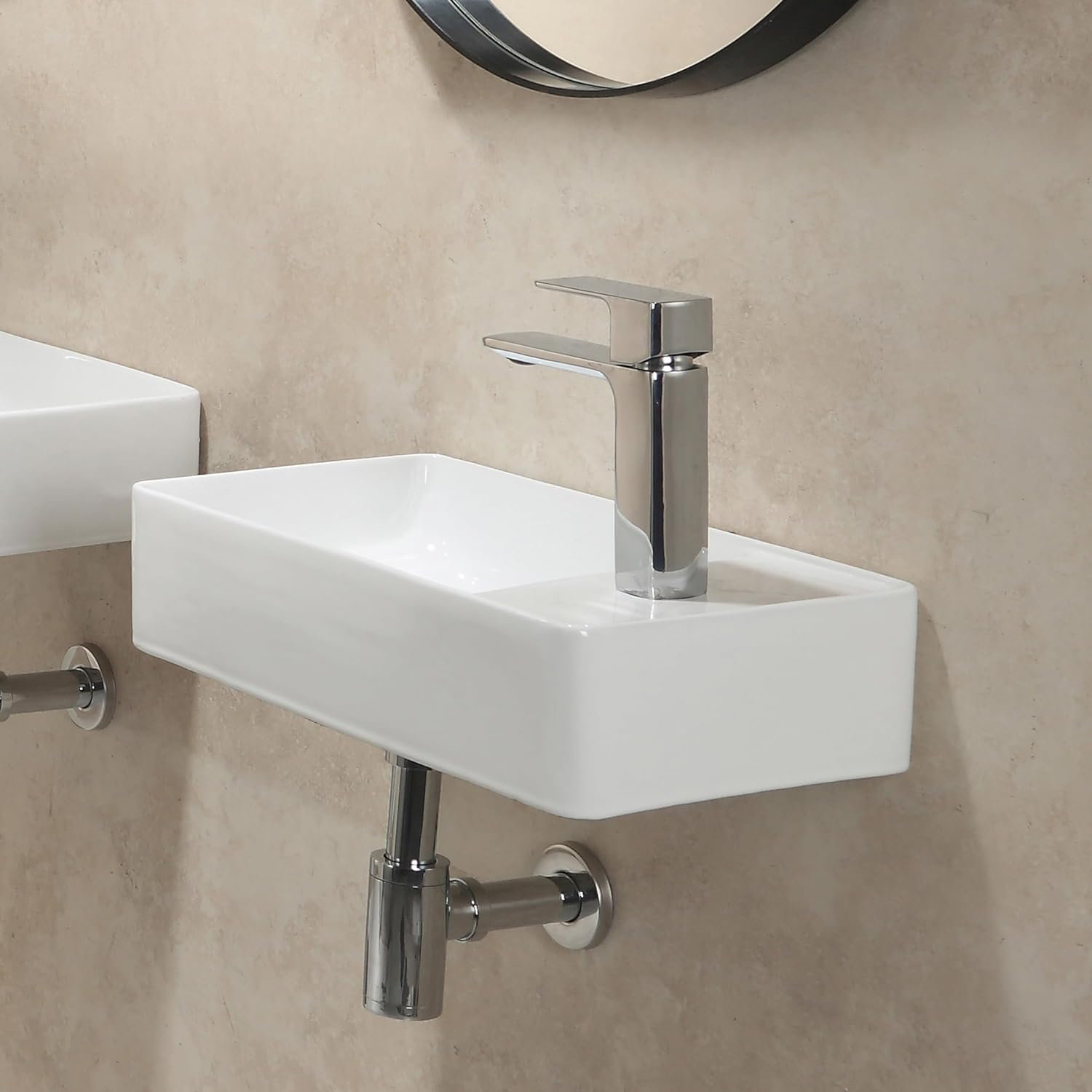 MOHOME Petit lavabo vasque avec bonde escamotable en céramique de ...