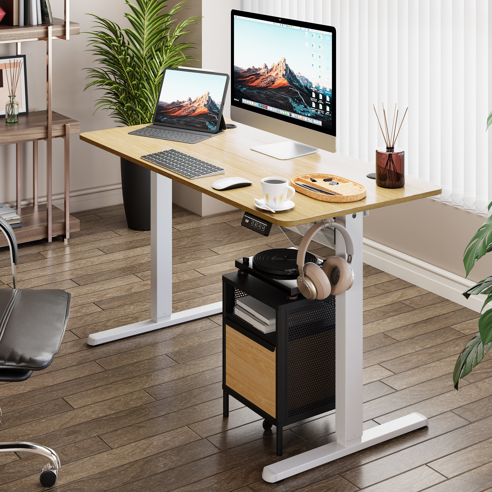 The Twillery Co.® Gilman Home Office Adjustable Height Standing Desk ...
