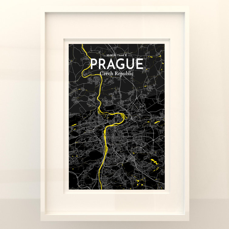 17 Stories Prague City Map Graphic Art In Times - Wayfair Canada