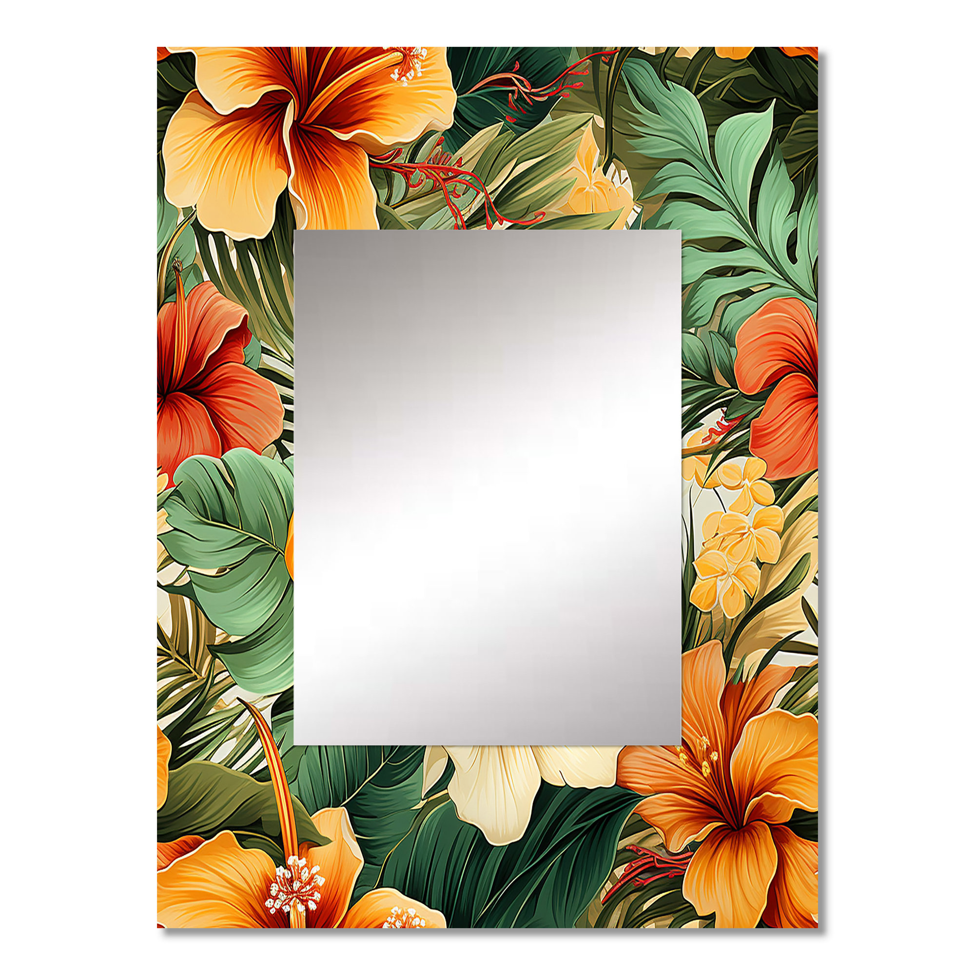 Bungalow Rose Tropical Greens Warm Earth Tones - Tropical Mirror Wall ...