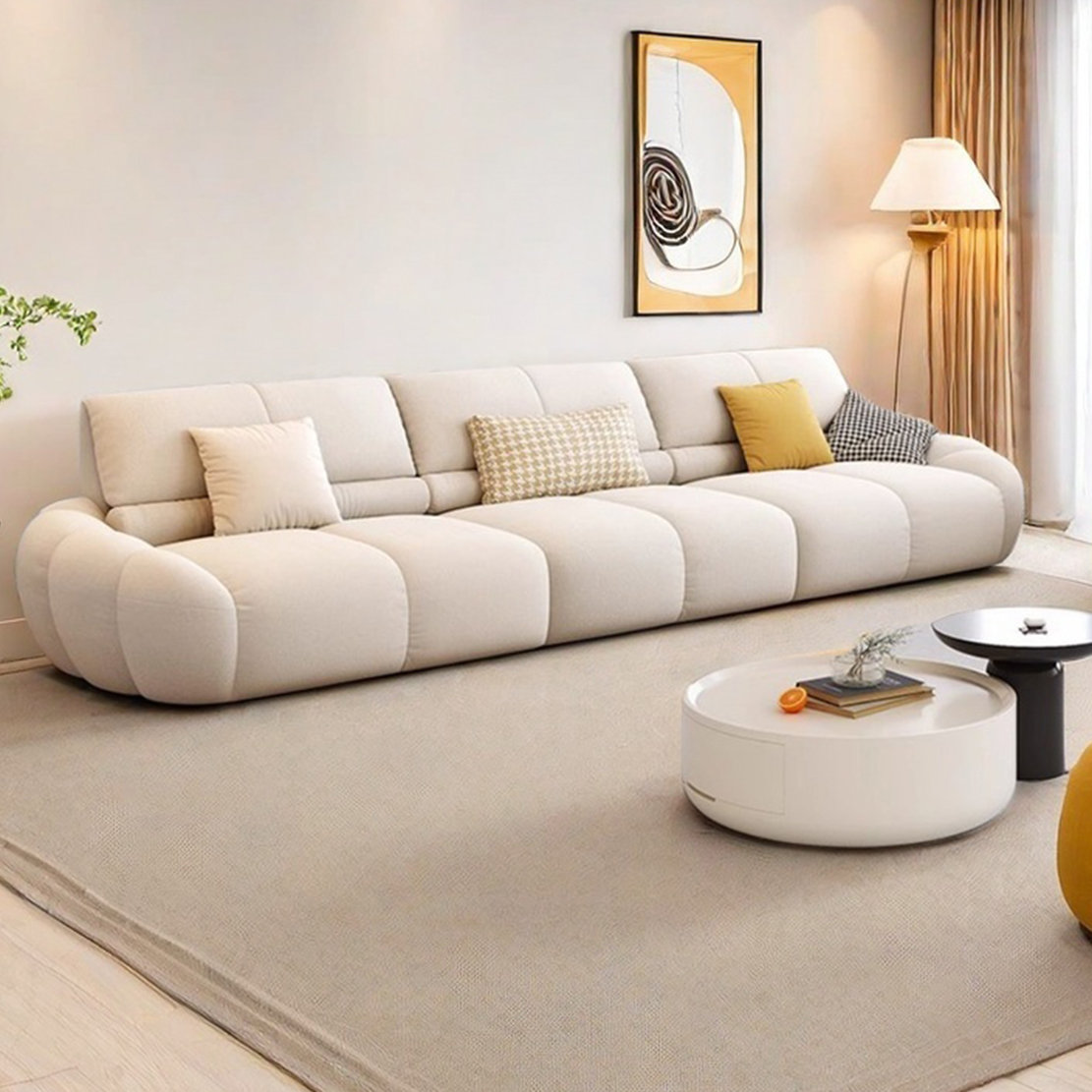 HarmonyFurns French Cream Style Puff Fabric Sofa | Wayfair