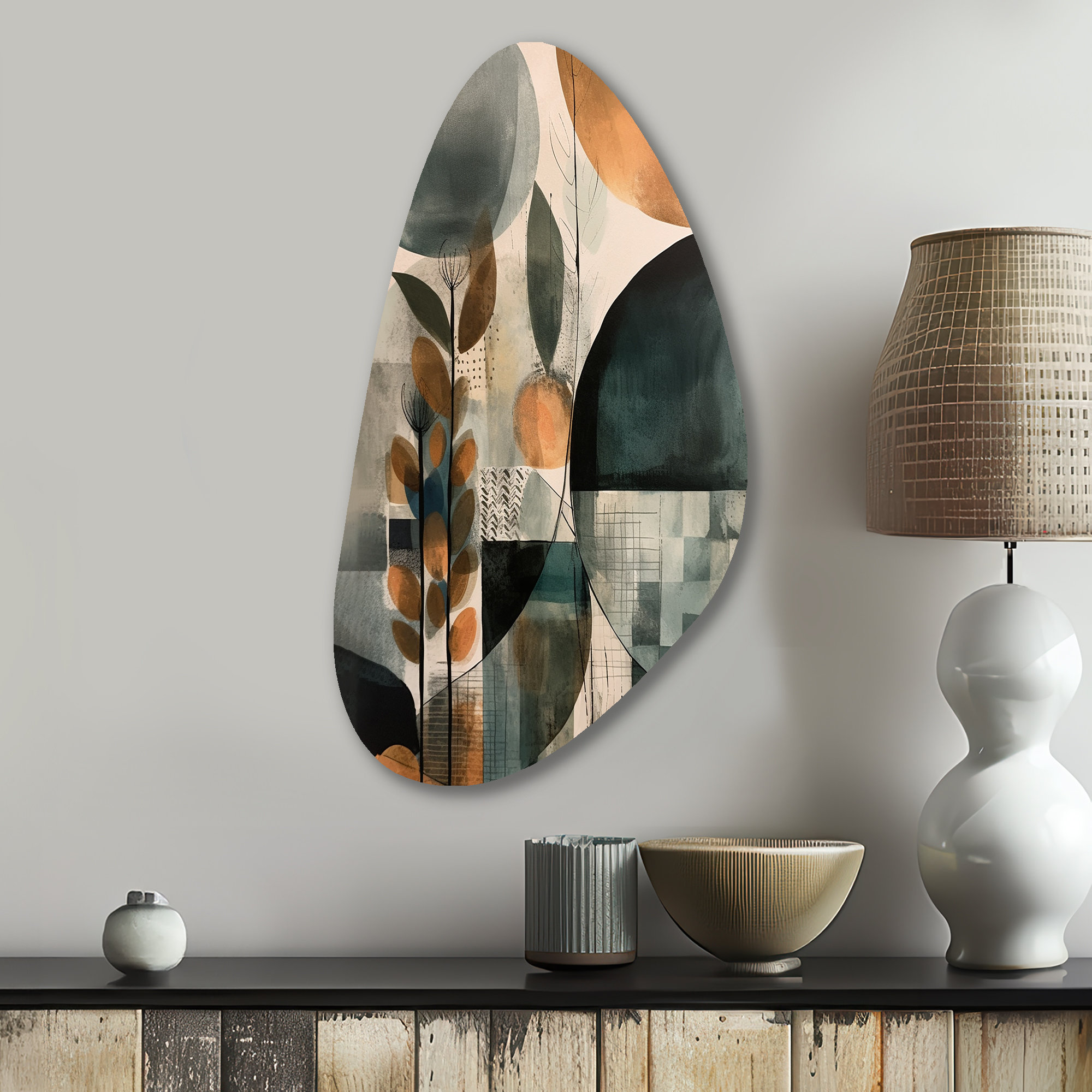 Design Art Green And Brown Artistic Liberation II - Irregular Shape ...