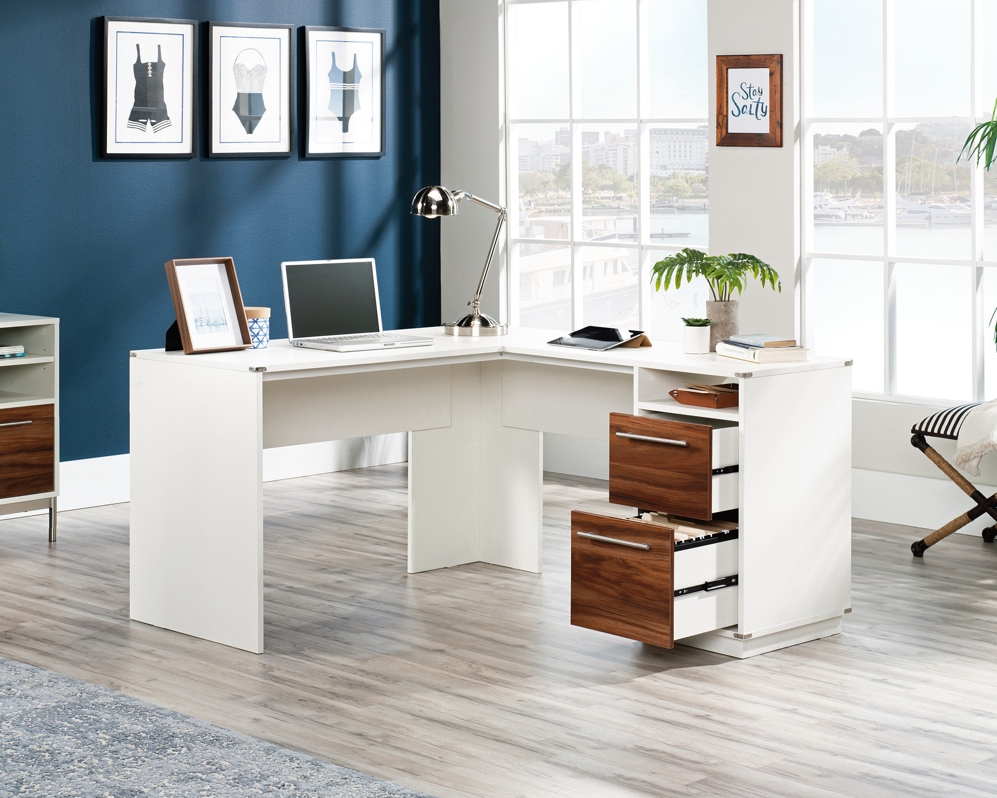 Latitude Run® Vista KeyL-Shaped Home Office Desk With Storage | Wayfair