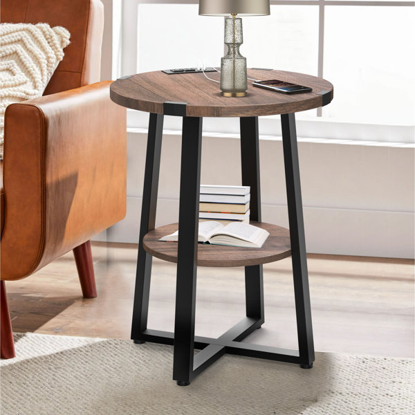 17 Stories Jalanda Tall End Table with 2 USB Ports, 2 Power Outlets ...