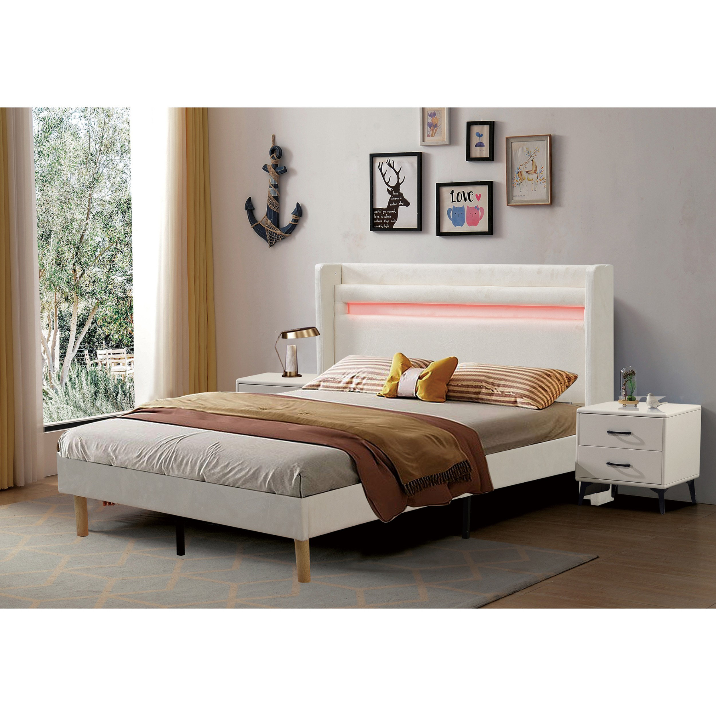 Ivy Bronx Remote Control Colour Changing LED Light Platform Bed ...