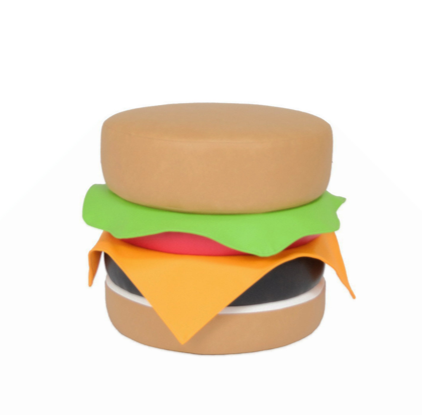 Wildon Home® Multi Faux Leather Cheeseburger Ottoman, Modern Round ...