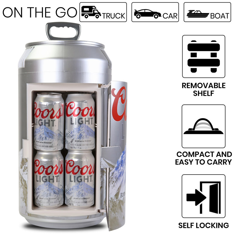 Coors Light 8 Can Portable Mini Fridge 12V DC 110V AC 5.4L Cooler ...