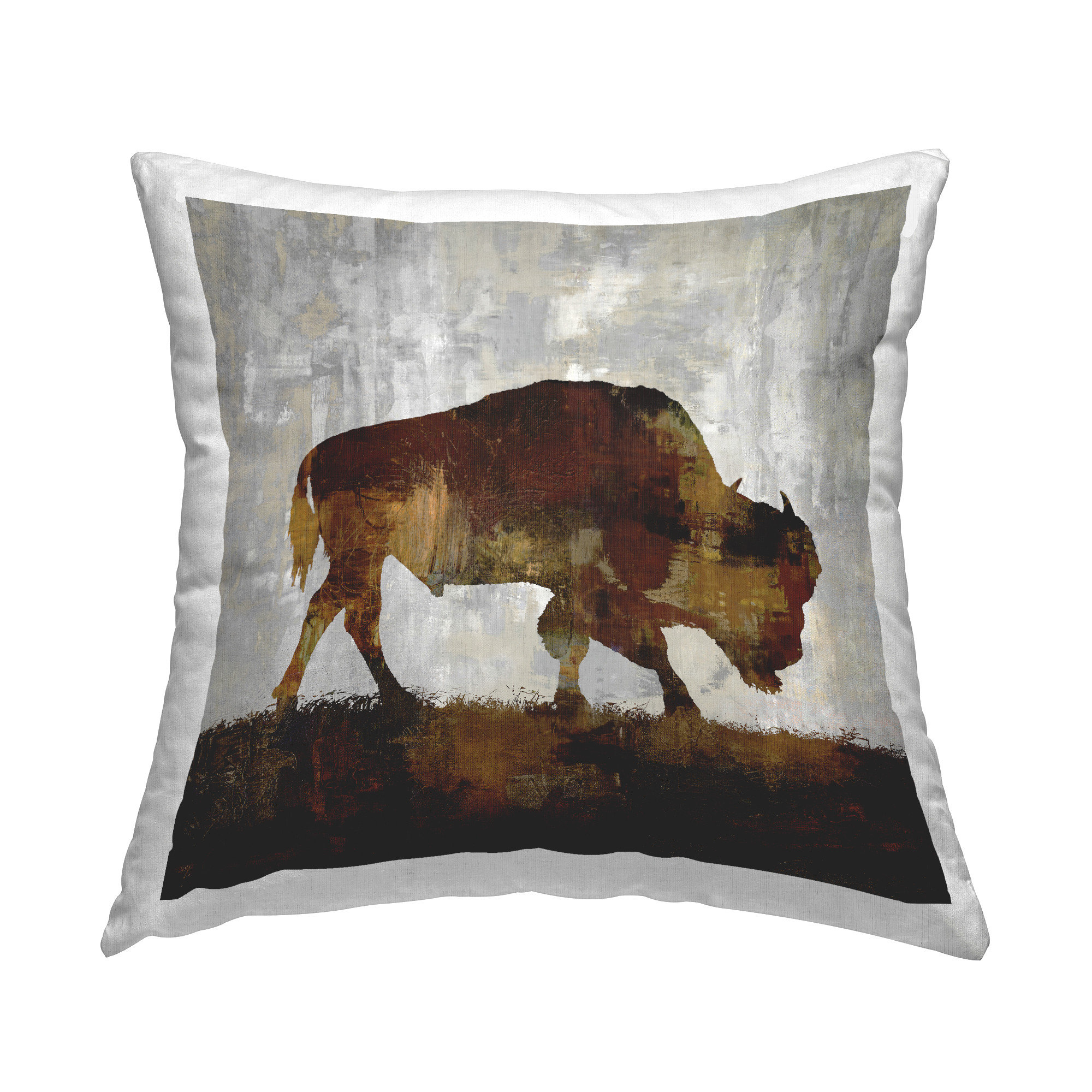 Stupell Industries Brown Bison Silhouette Distressed Woodland Nature ...