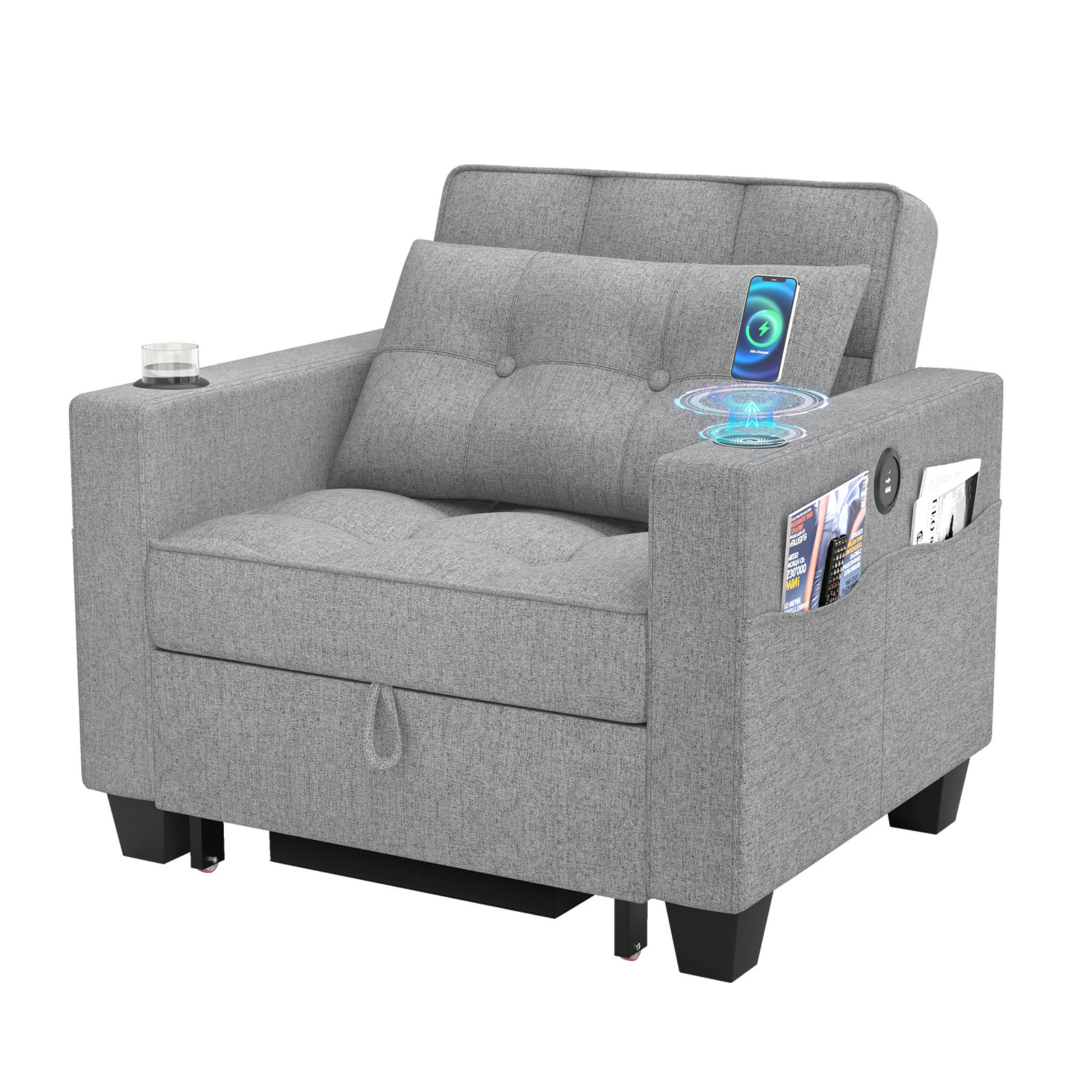 Latitude Run® 38" Wide Convertible Chair 3-In-1 Pull Out Sleeper Futon ...