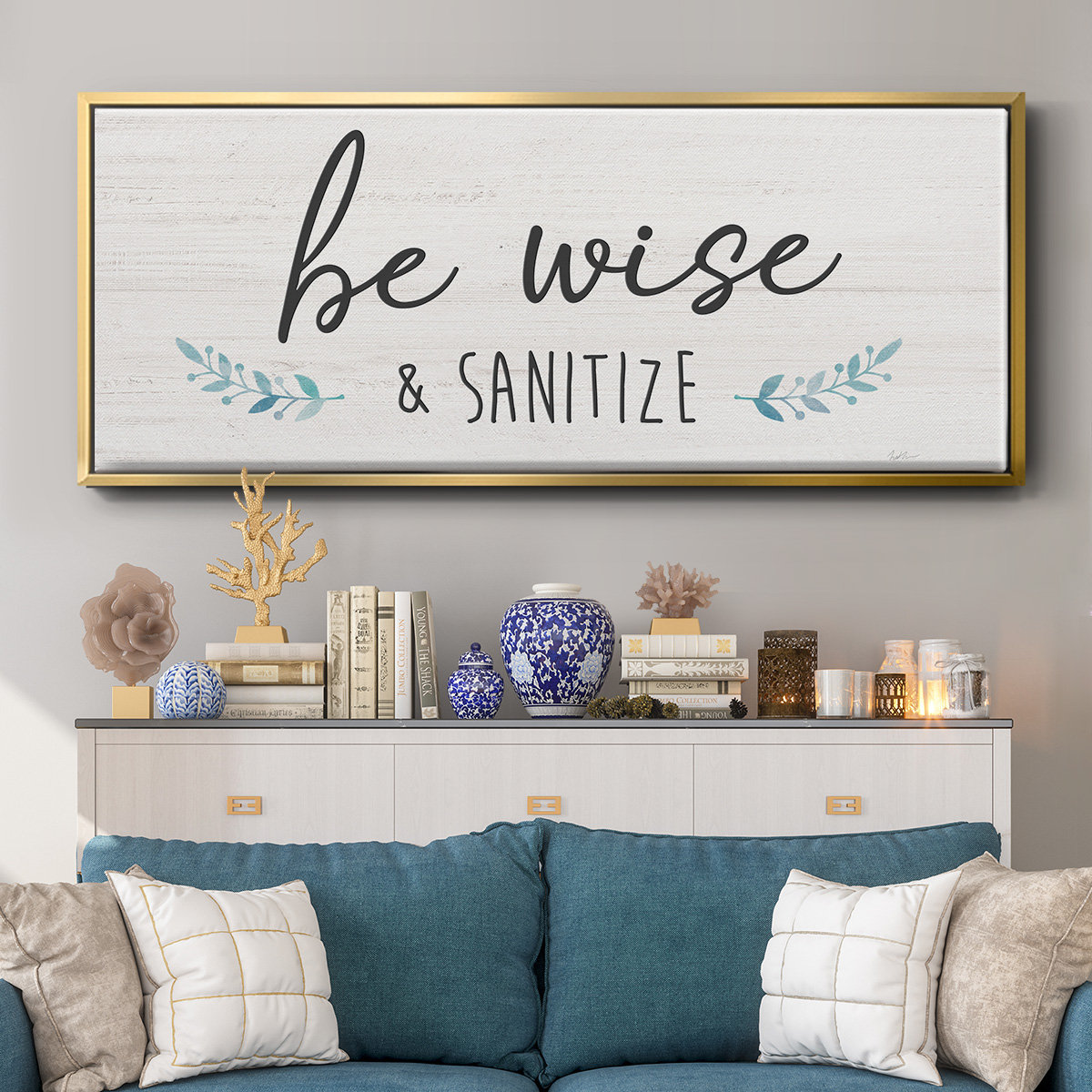 Wexford Home Be Wise & Sanitize- Framed Canvas | Wayfair