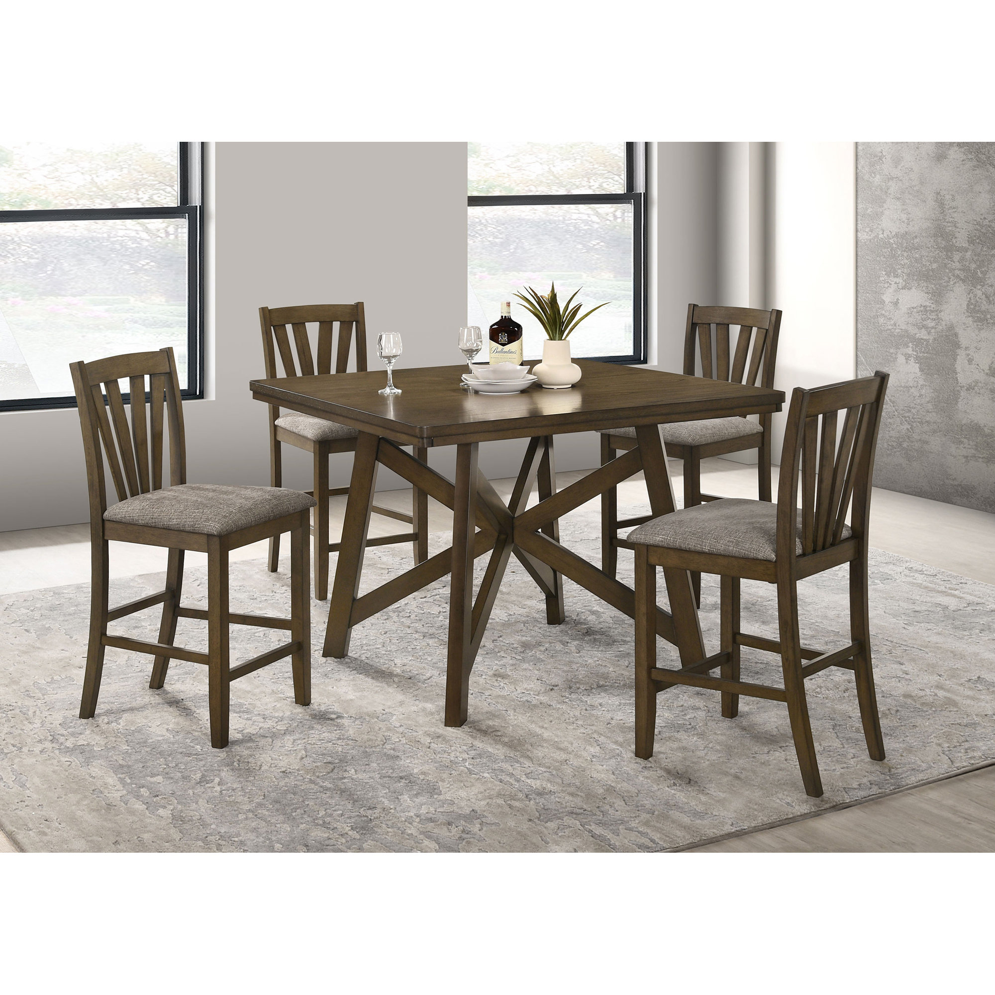 Latitude Run® Maxine Brown 5-piece Counter Height Dining Set | Wayfair