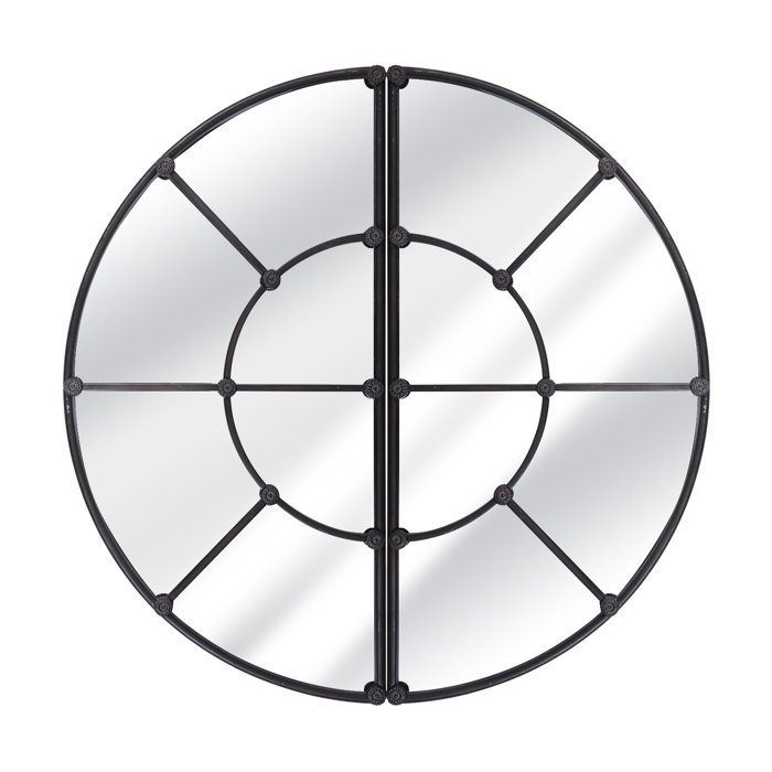 Latitude Run® Circular Window Venetian Distressed Accent Wall Mirror ...