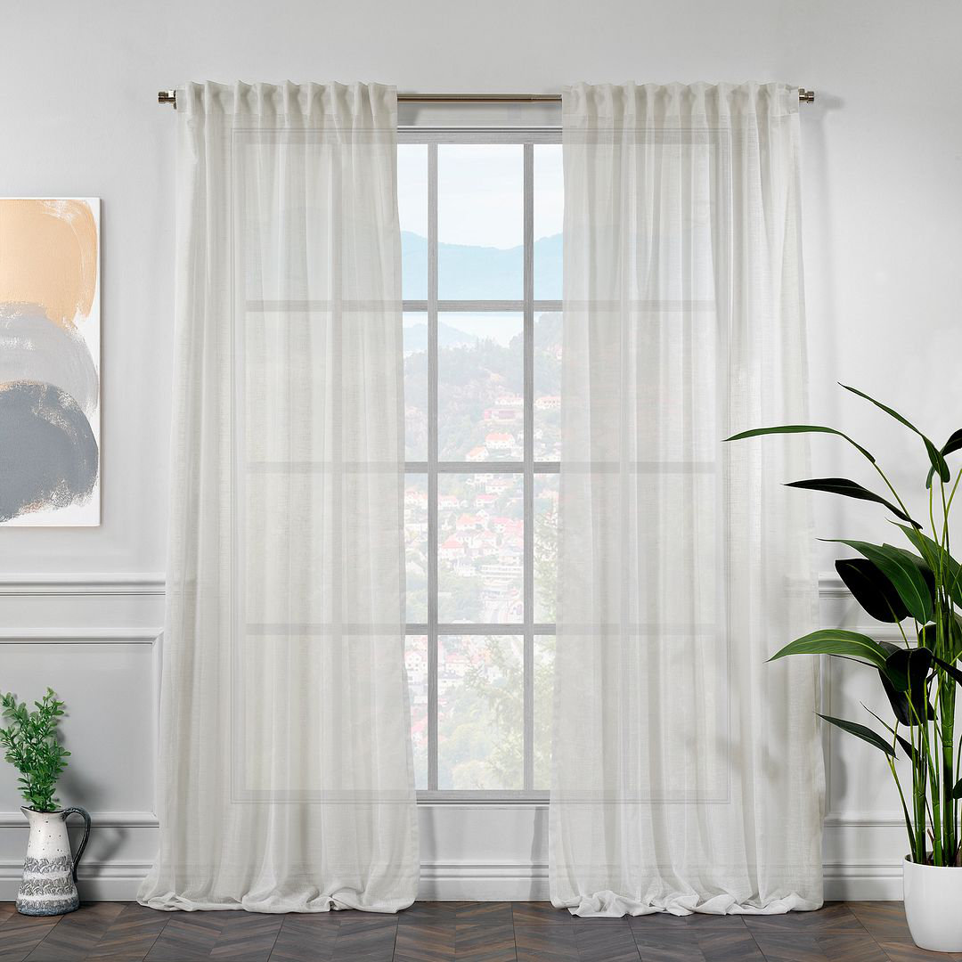 Lilijan Home & Curtain Faux Linen Semi Sheer Single Panel | Wayfair
