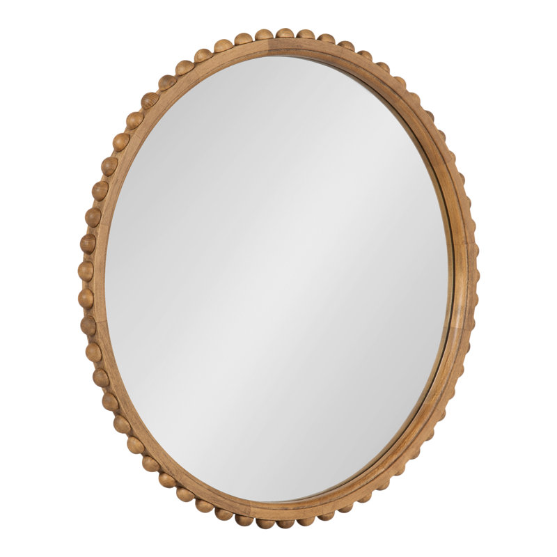 Dakota Fields Wooden Round Beaded Mirror | Wayfair