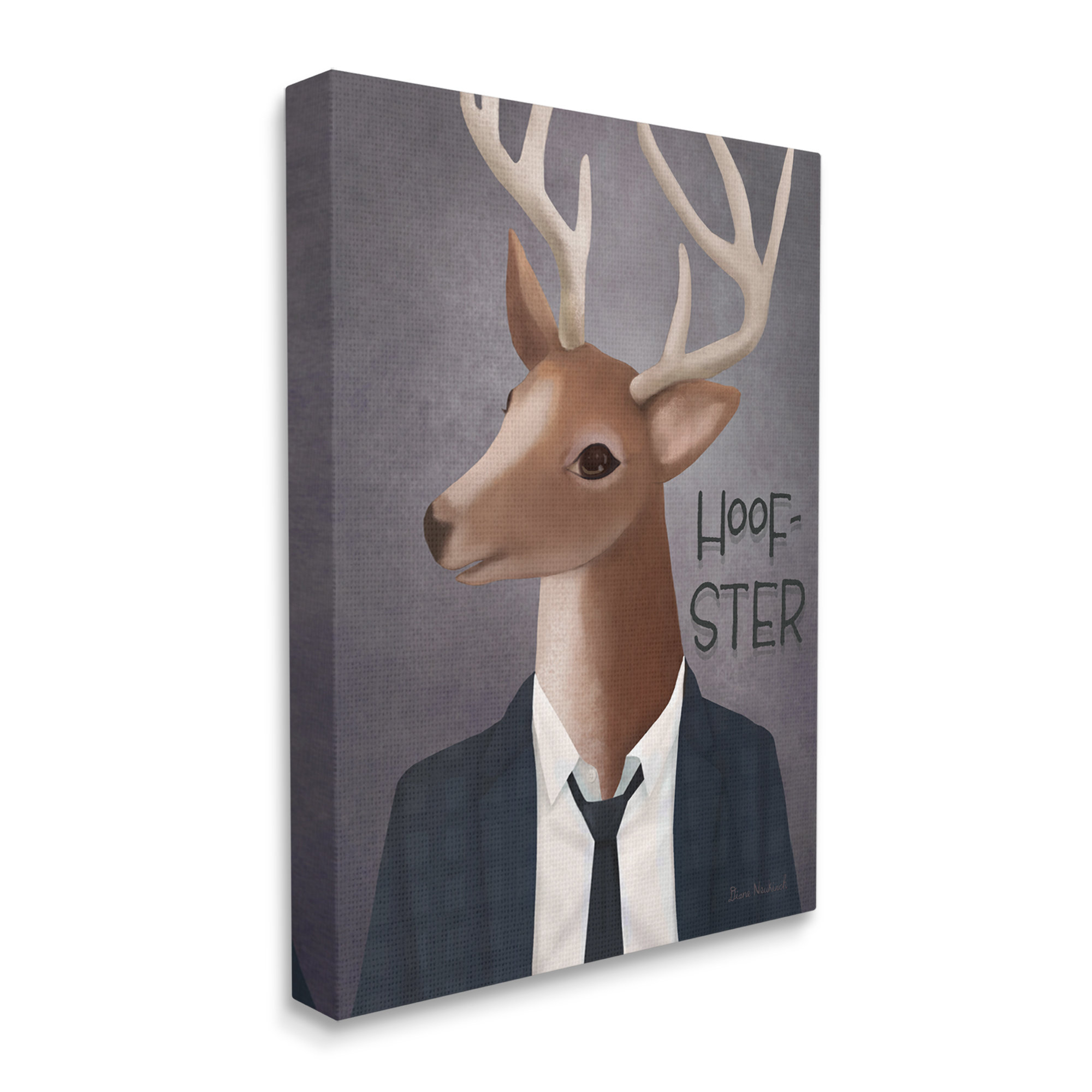 Stupell Industries Hoof-Ster Witty Deer Stag Wearing Suit Necktie by ...