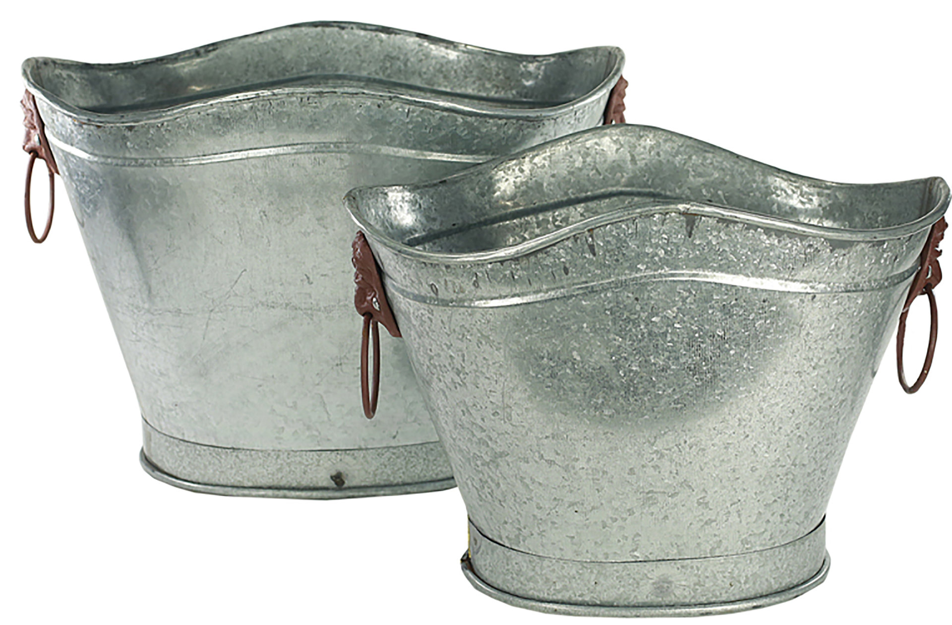 Gracie Oaks Emanuel 2 - Piece 100% Galvanized Metal Pot Planter Set ...