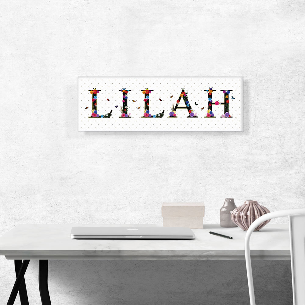 ARTCANVAS LILAH Girls Name - Wrapped Canvas Panoramic Textual Art Print ...