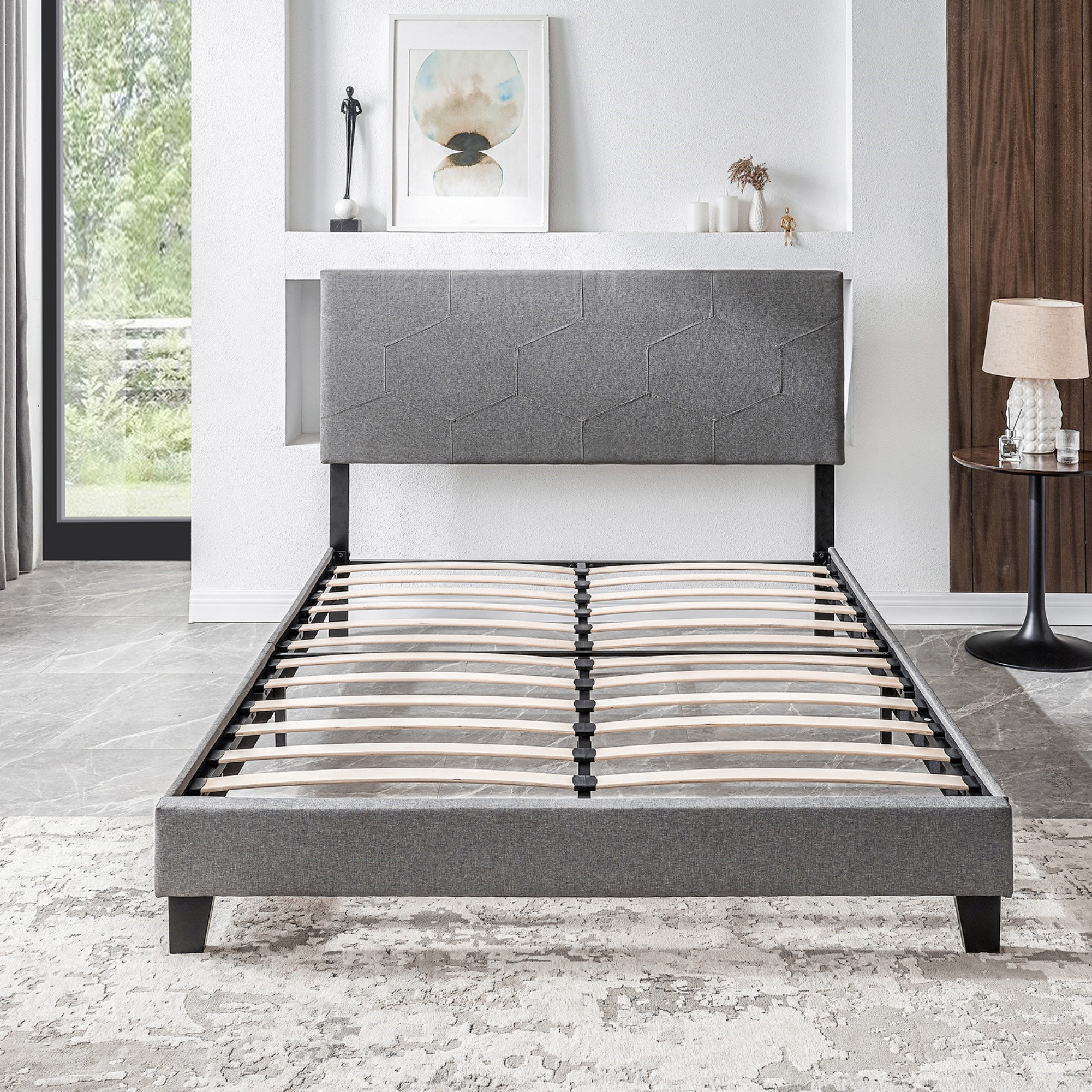 Latitude Run® Bedroom Upholstered Platform Bed Frame With Wooden Slat ...