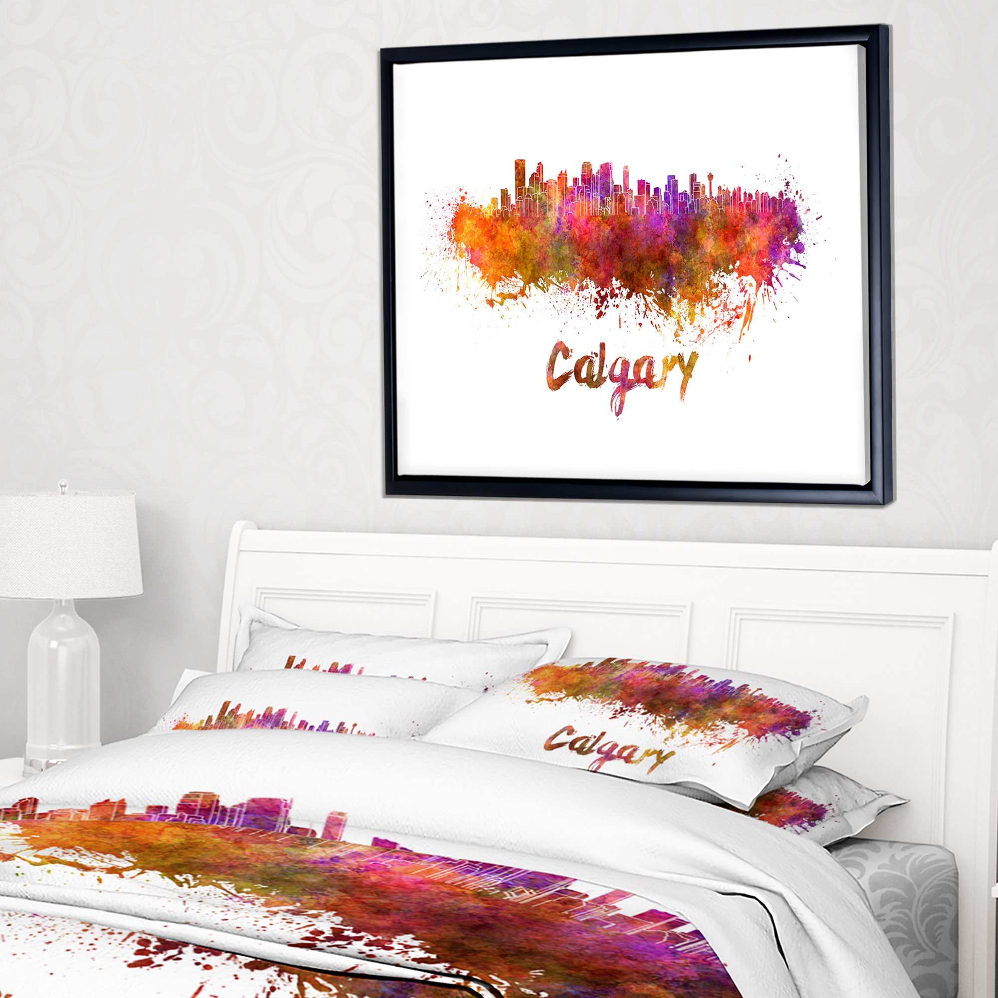 East Urban Home 'Calgary Skyline' Framed Oil Painting Print on Wrapped ...