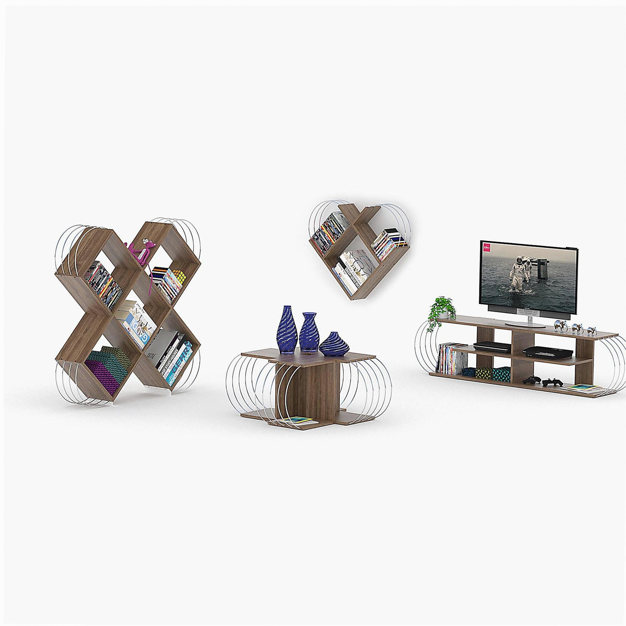 George Oliver X-shaped Design Modern 5-tier Bookshelf - Height 47 ...