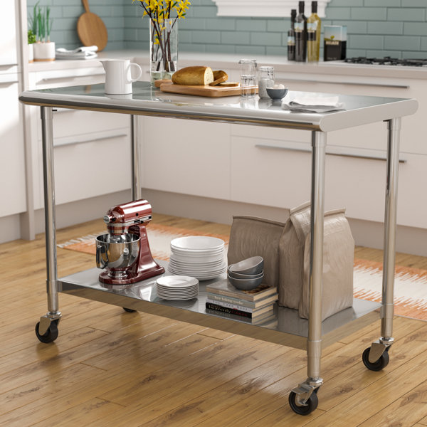 Rebrilliant 48" Stainless Steel Prep Table and with Locking Wheels ...
