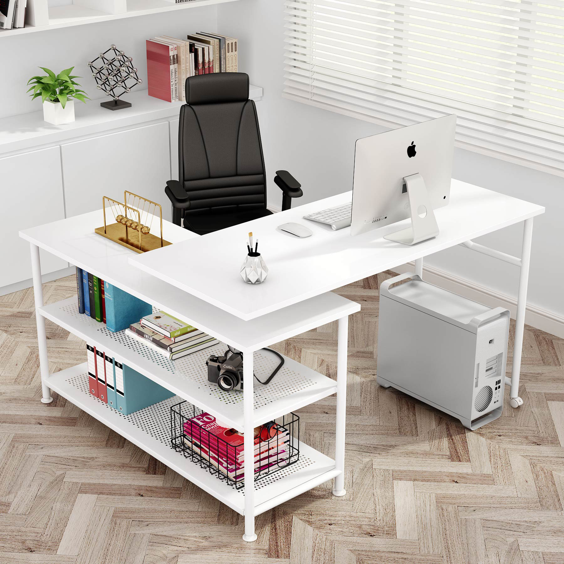 Latitude Run® Jayanna L-Shaped Metal Base Computer Desk & Reviews | Wayfair