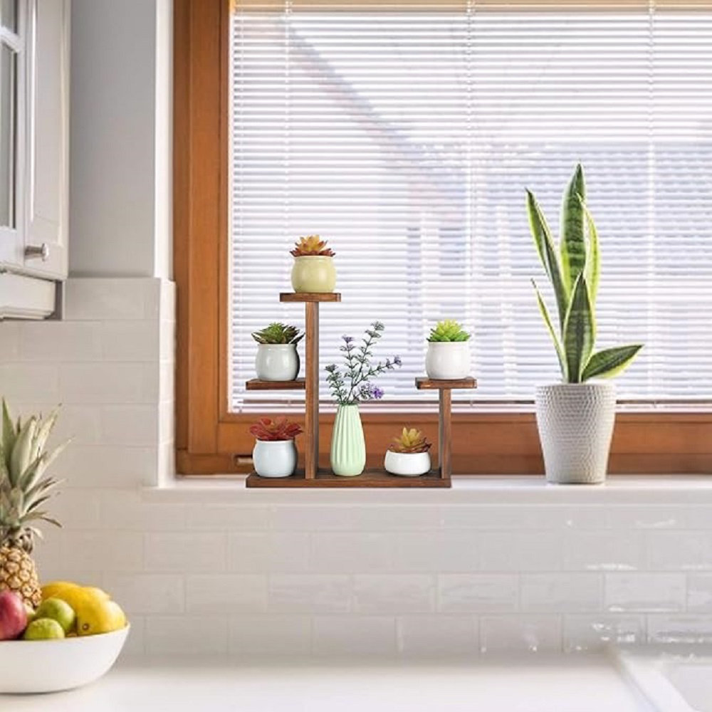 Latitude Run® Wood Desktop Plant Stand Indoor Small Windowsill Flower ...