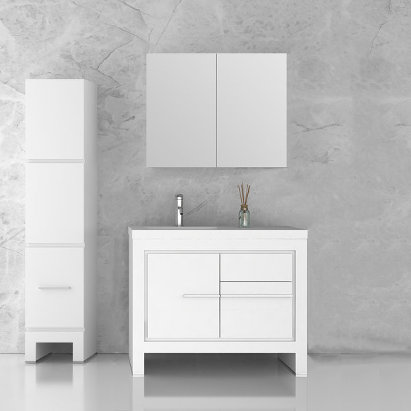 Orren Ellis Cinar 39.37'' Single Bathroom Vanity with Solid Wood Top ...