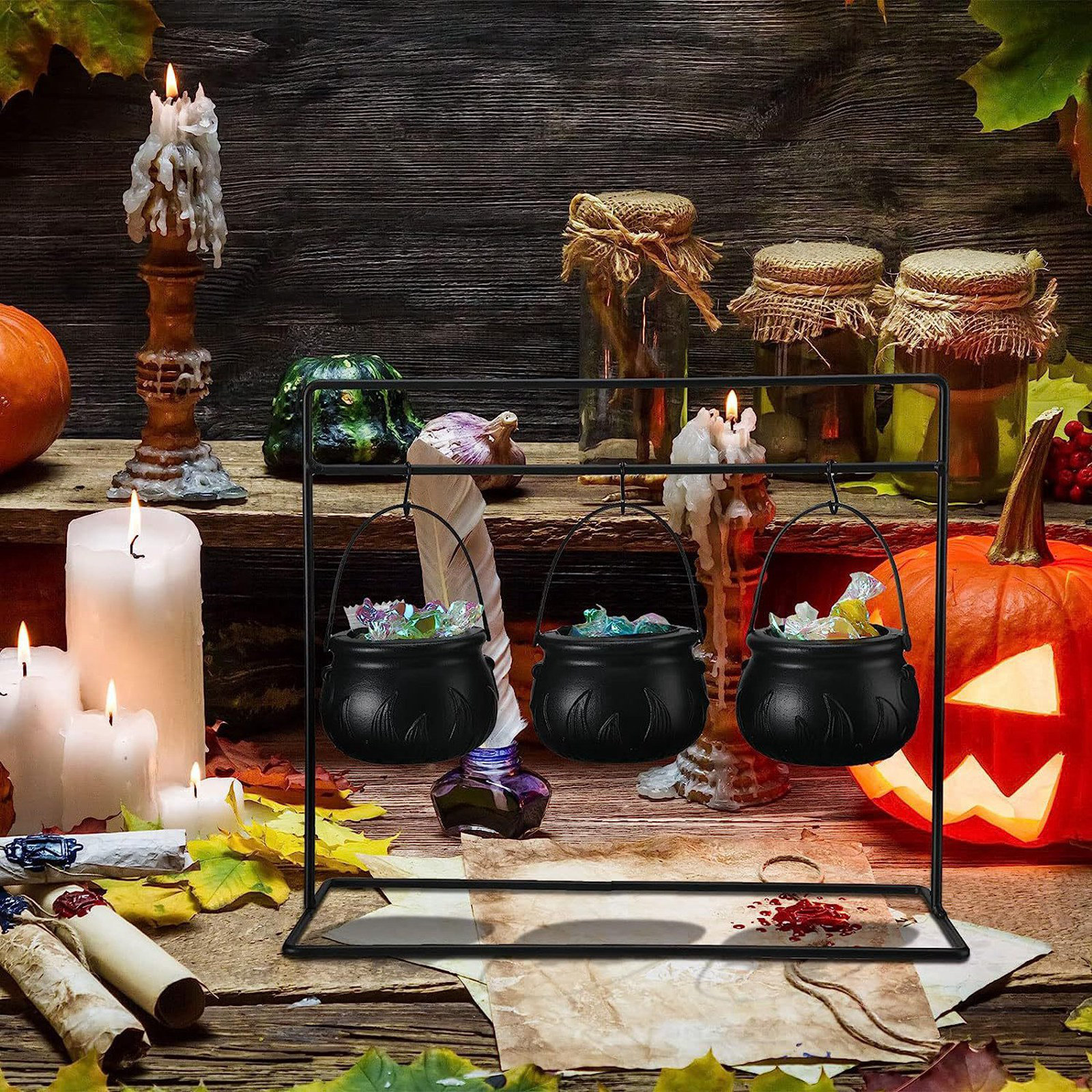 The Holiday Aisle® Halloween Candy Bowl Rack, 9 Piece Witch Decorative ...