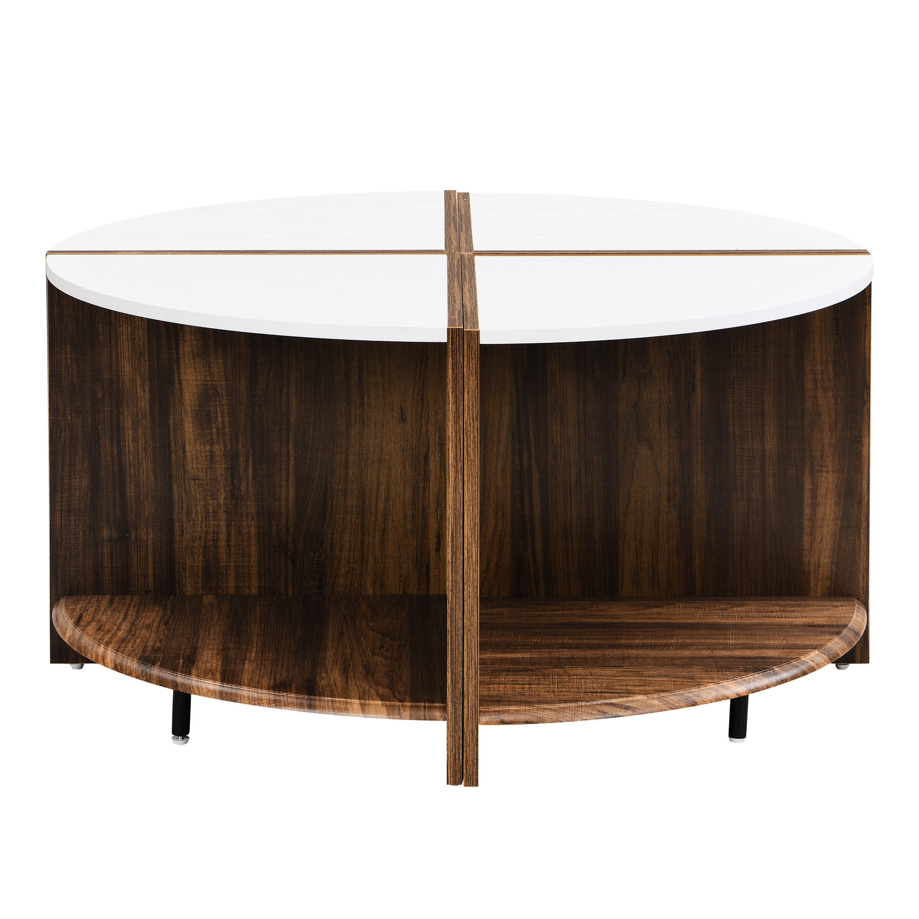 Ebern Designs White Round Industrial Coffee Table, 4. And Adaptable ...