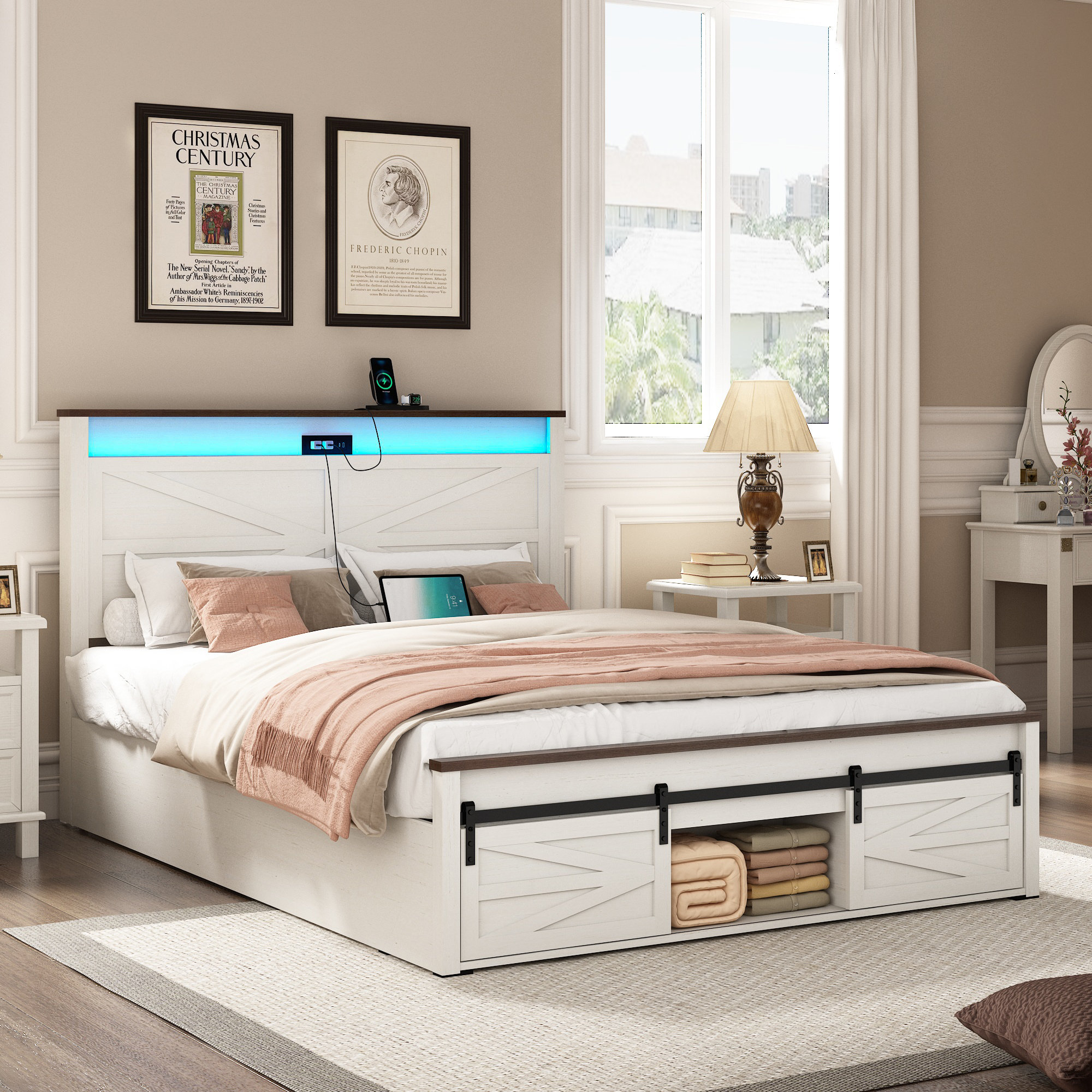 Wrought Studio™ Jonethen Queen Bookcase Storage Bed with Storage ...