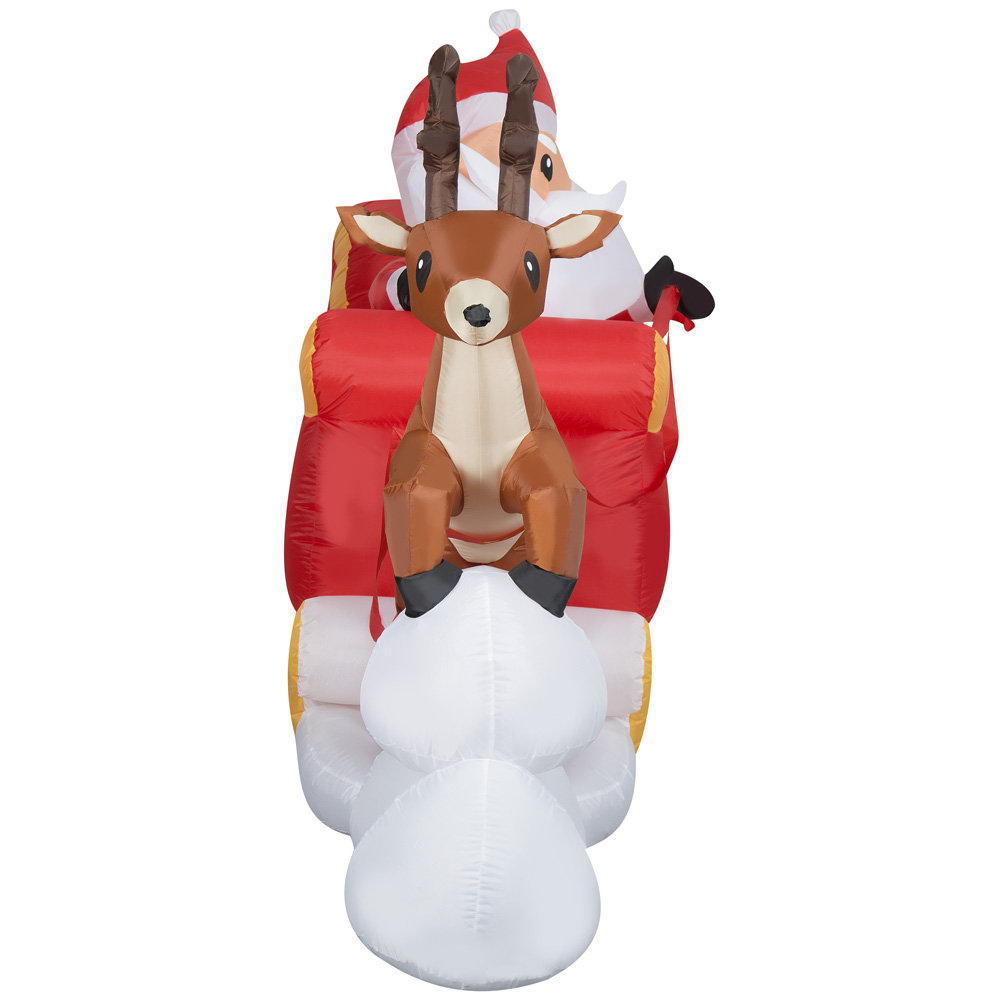 Gemmy Industries Lightshow Airblown-Sewn-in Micro LED Santa and Sleigh ...