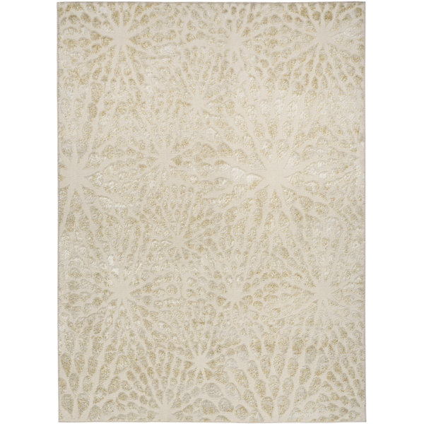 Ebern Designs Rhodes Ivory Gold Modern Indoor Rug & Reviews | Wayfair