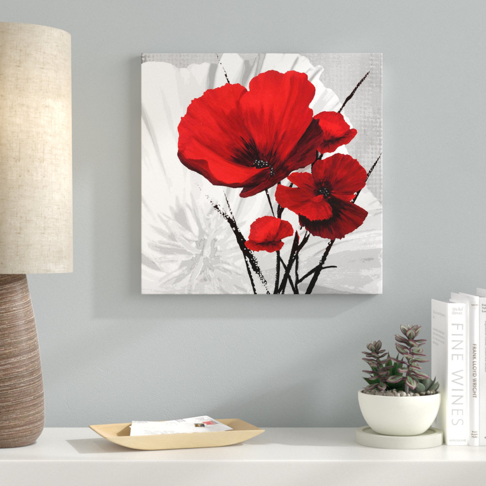 Ebern Designs Big Red Poppies II - Wrapped Canvas Graphic Art Print ...