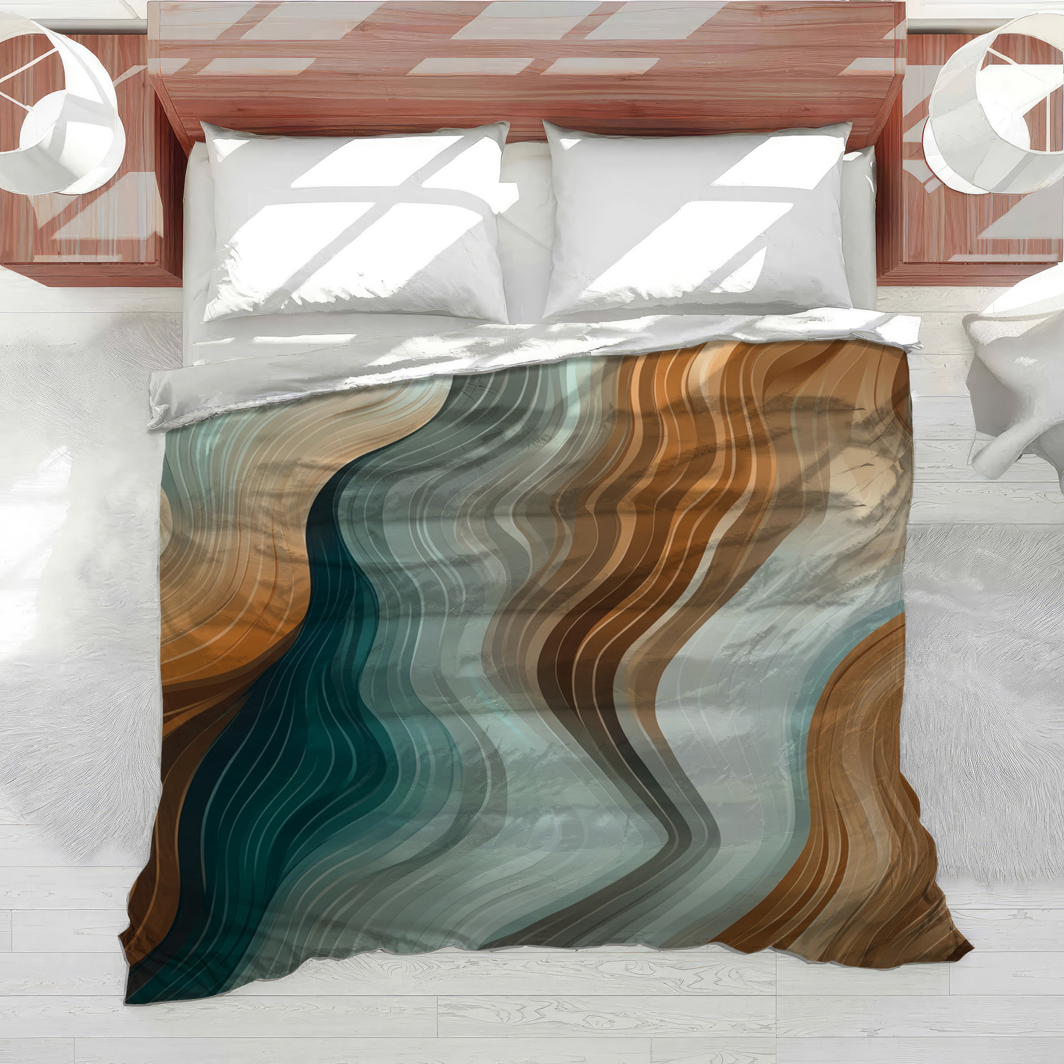 VisionDecor Abstract Waves Bedding Abstract Comforter Mid Century ...