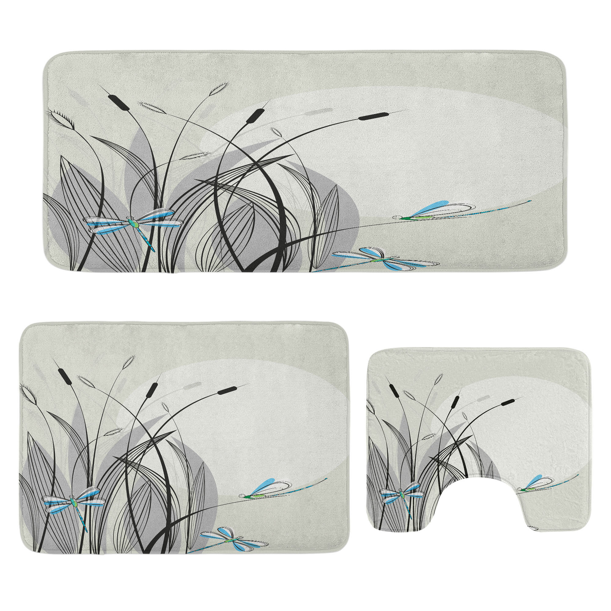 East Urban Home Colorful Bathroom Rug Set 3 Pieces U-Shape & Rectangle ...