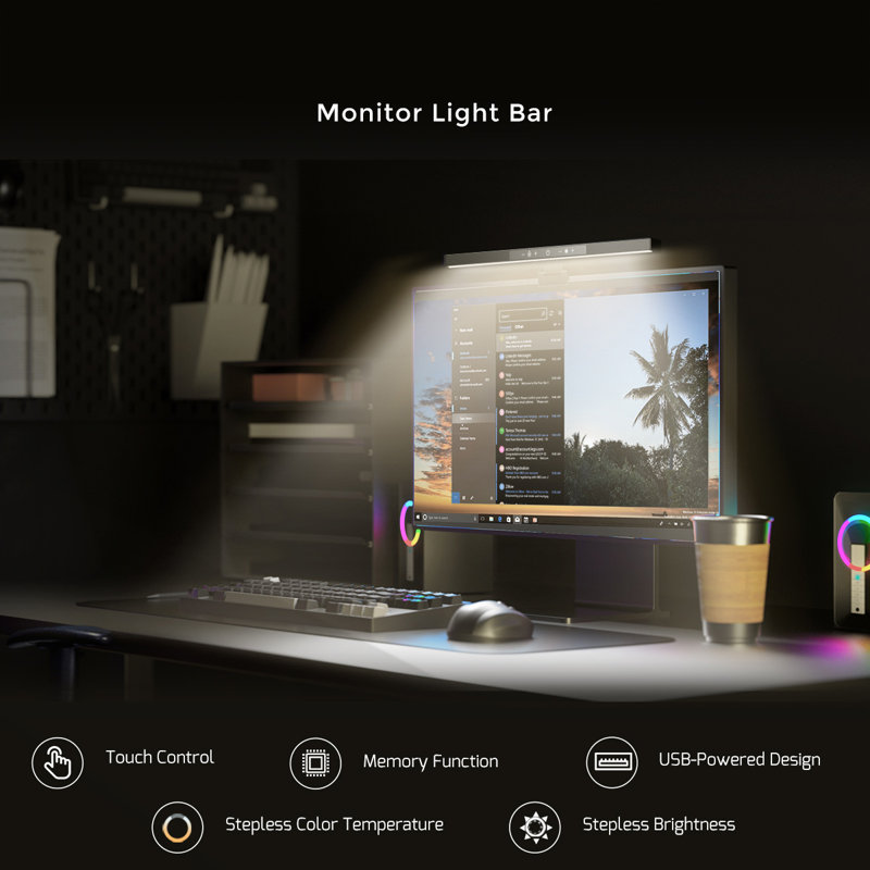 BlitzHome Monitor Light Bar, Computer Monitor Lamp | Wayfair