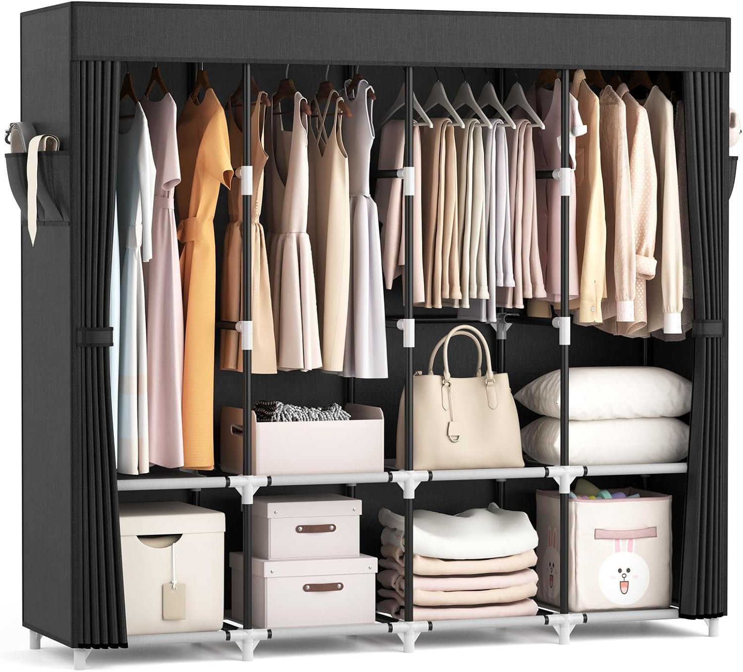 Rebrilliant Portable Wardrobe Hanging Wardrobe | Wayfair