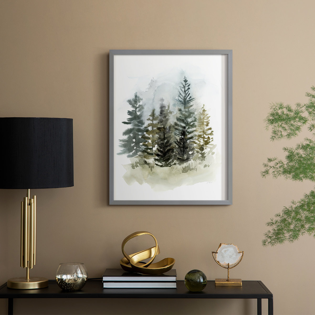Millwood Pines Washy Treeline II Framed Print - Solid Wood | Wayfair