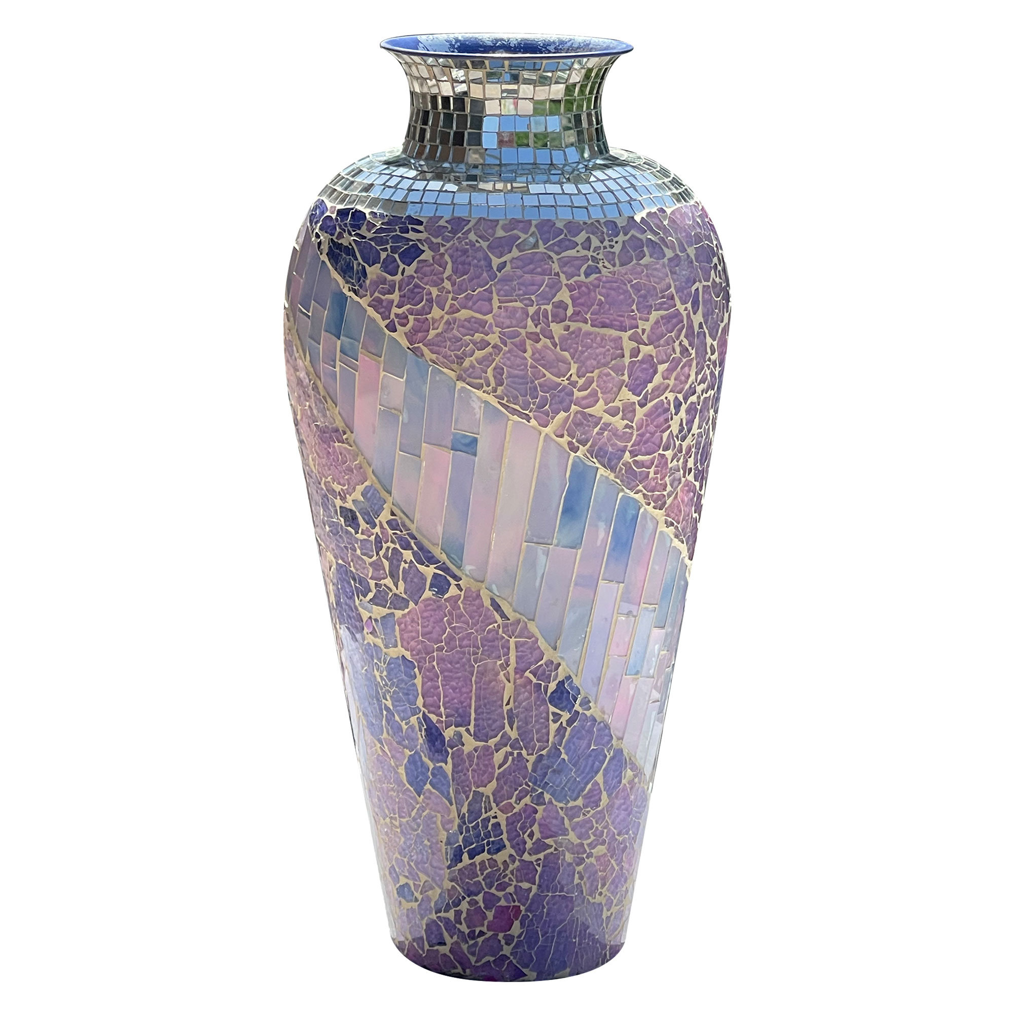 Bungalow Rose Laurentina Tall Floor Vase - Glass Decorative Mosaic Vase ...