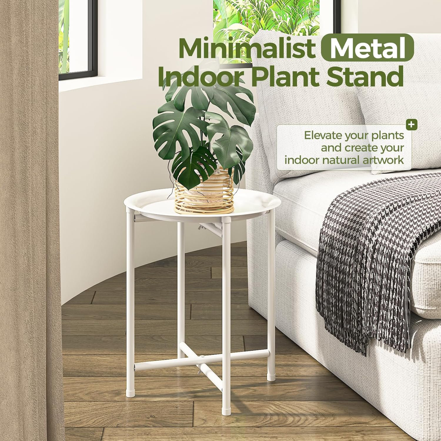 Gracie Oaks Corner Plant Stand Indoor Outdoor, Round Metal Flower ...